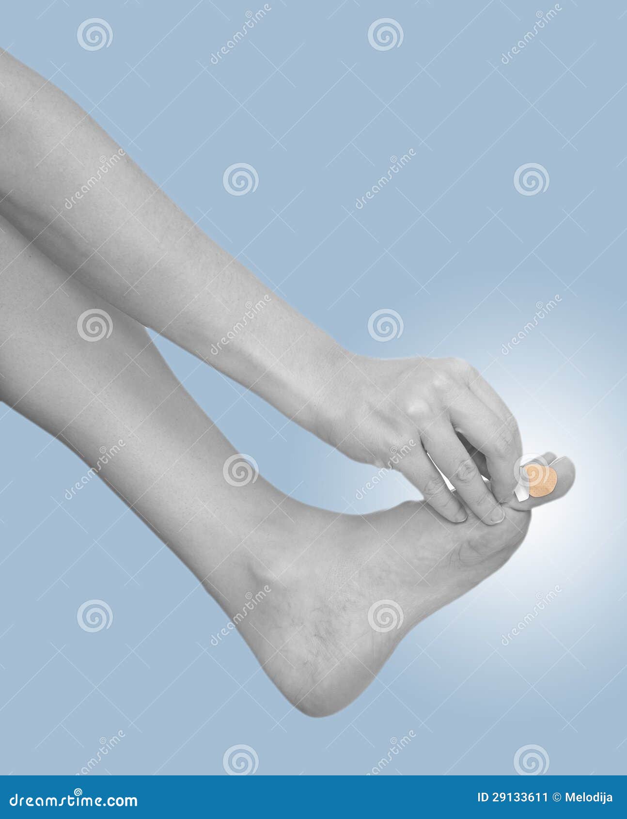 Hand Putting Adhesive Bandage on Finger Isolated on White Stock Image ...