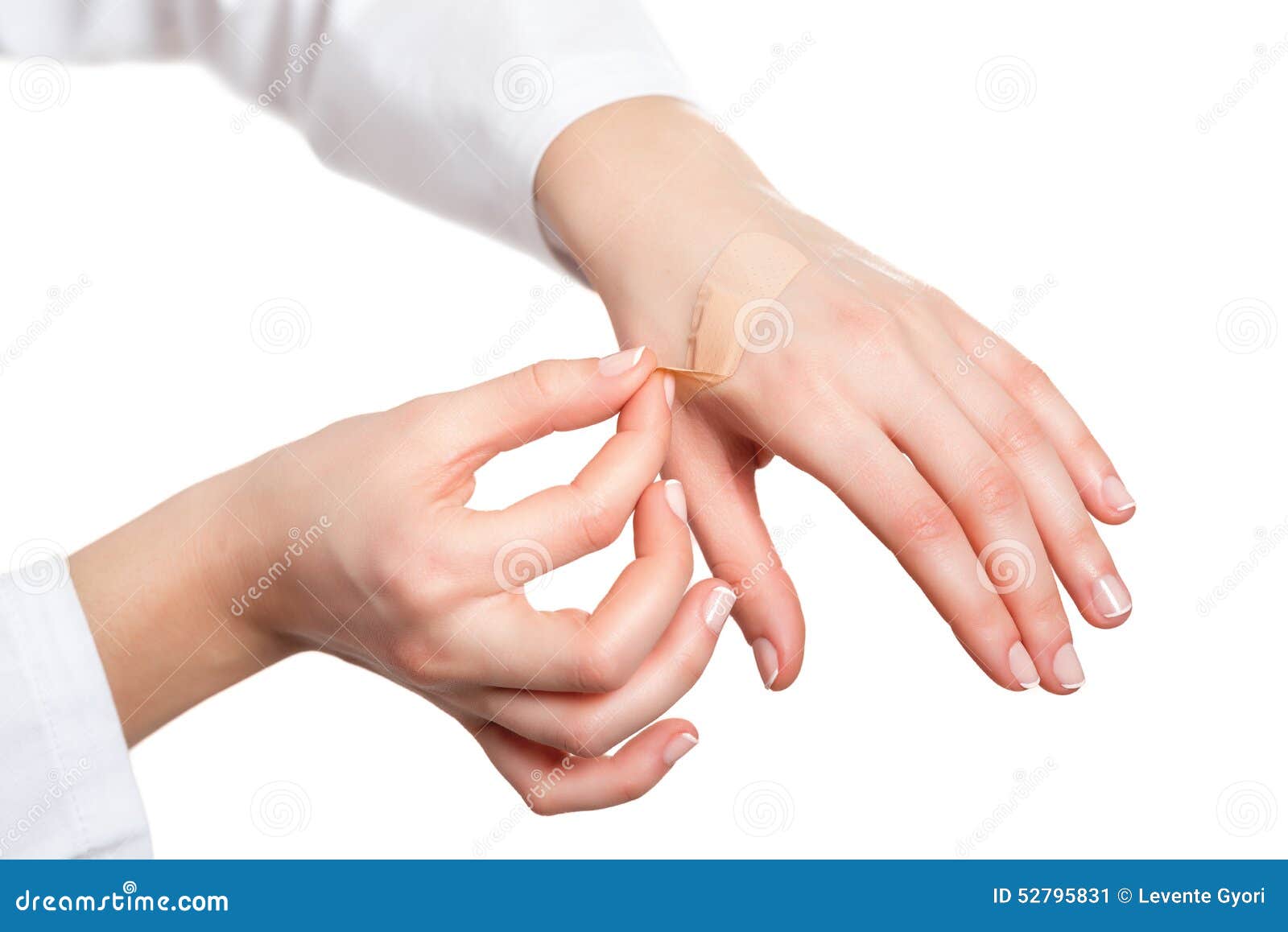 Hand Putting Adhesive Bandage Stock Image - Image of gauze, heal: 52795831