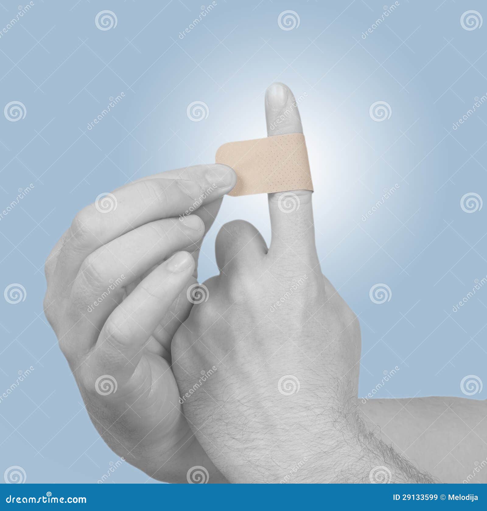 Hand Putting Adhesive Bandage Isolated on White Stock Image - Image of ...