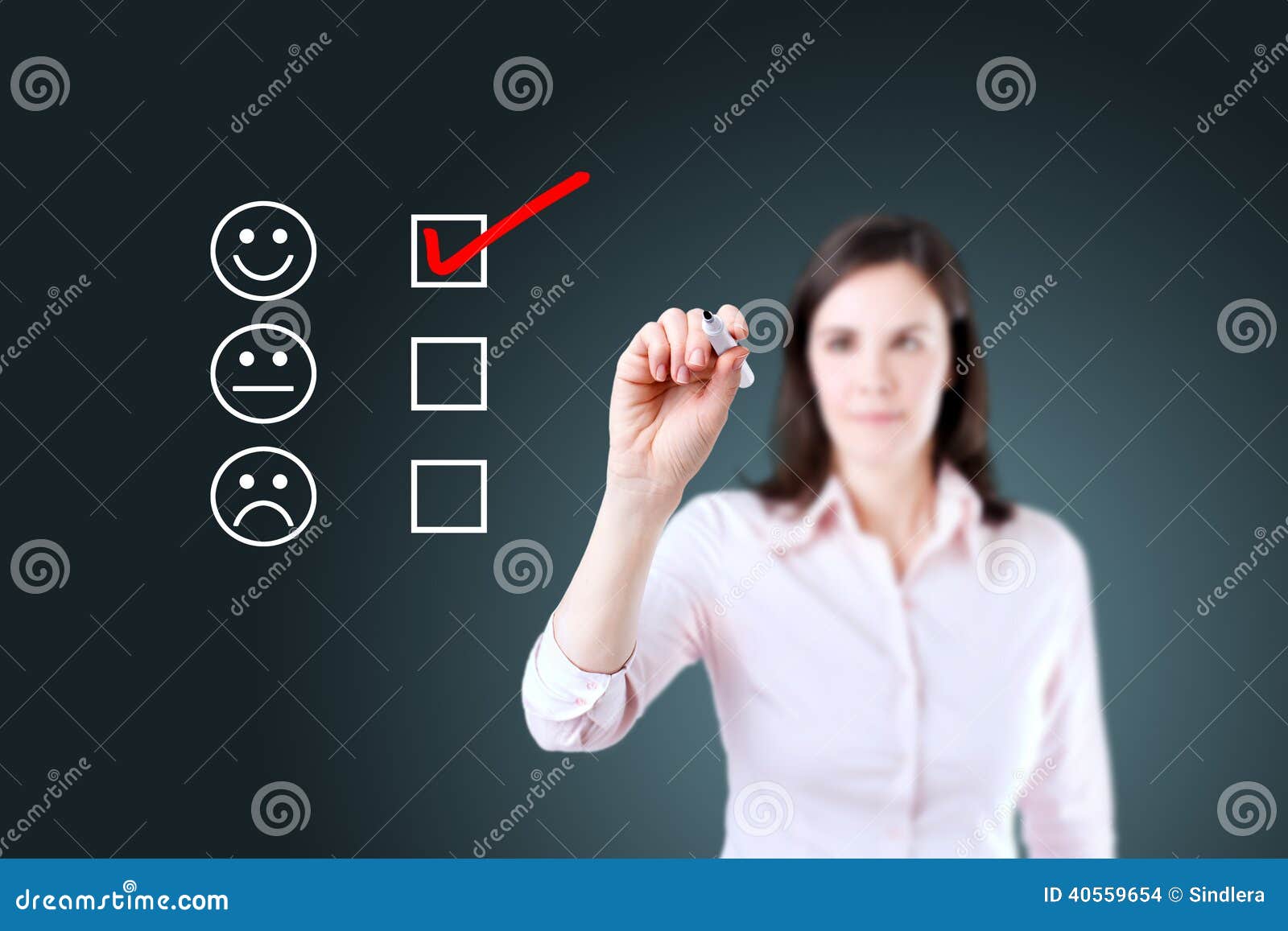 Hand Putting Check Mark Red Marker Customer Service Evaluation Form ...