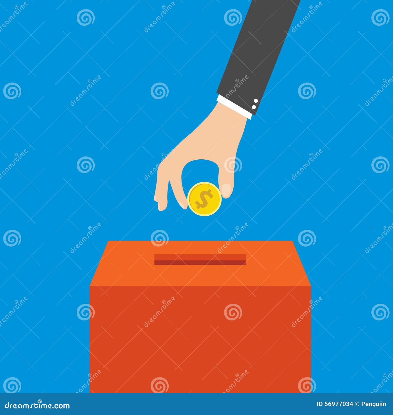 Hand Putting Coin in the Box, Vector Stock Vector - Illustration of ...
