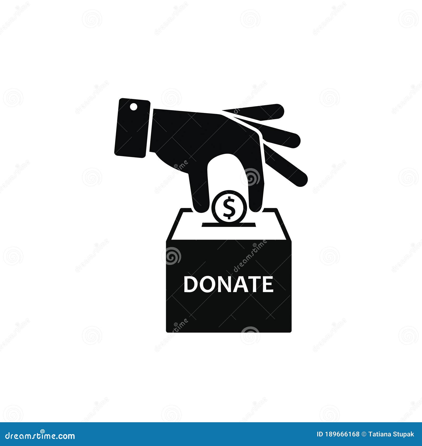 Hand Putting Coin in Donation Box. Vector Icon Stock Vector ...
