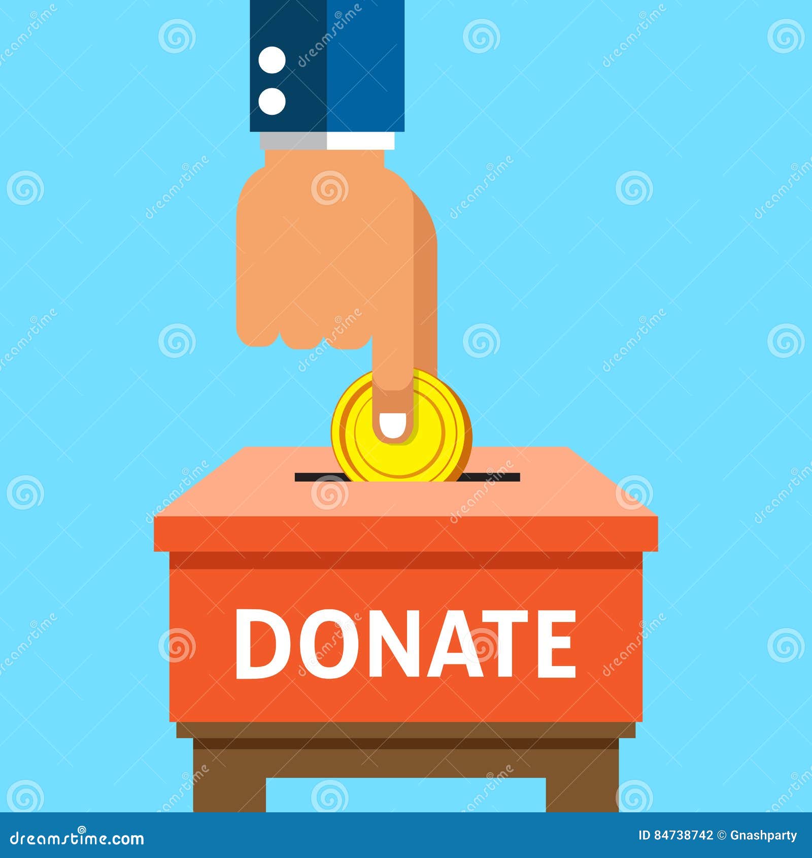 Hand Putting Money Coin in the Donation Box Stock Vector - Illustration ...