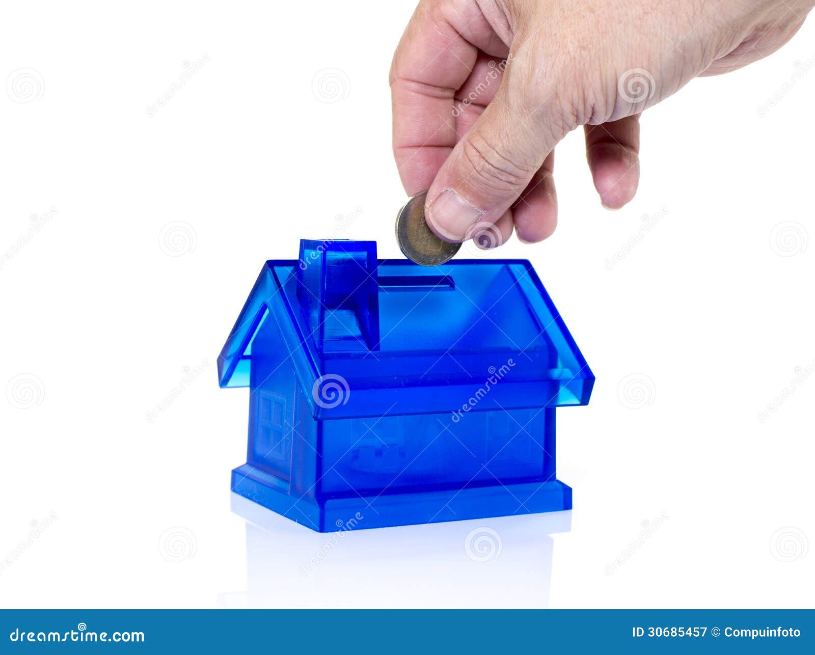 Hand Putting Money in Saving House Stock Image - Image of money ...