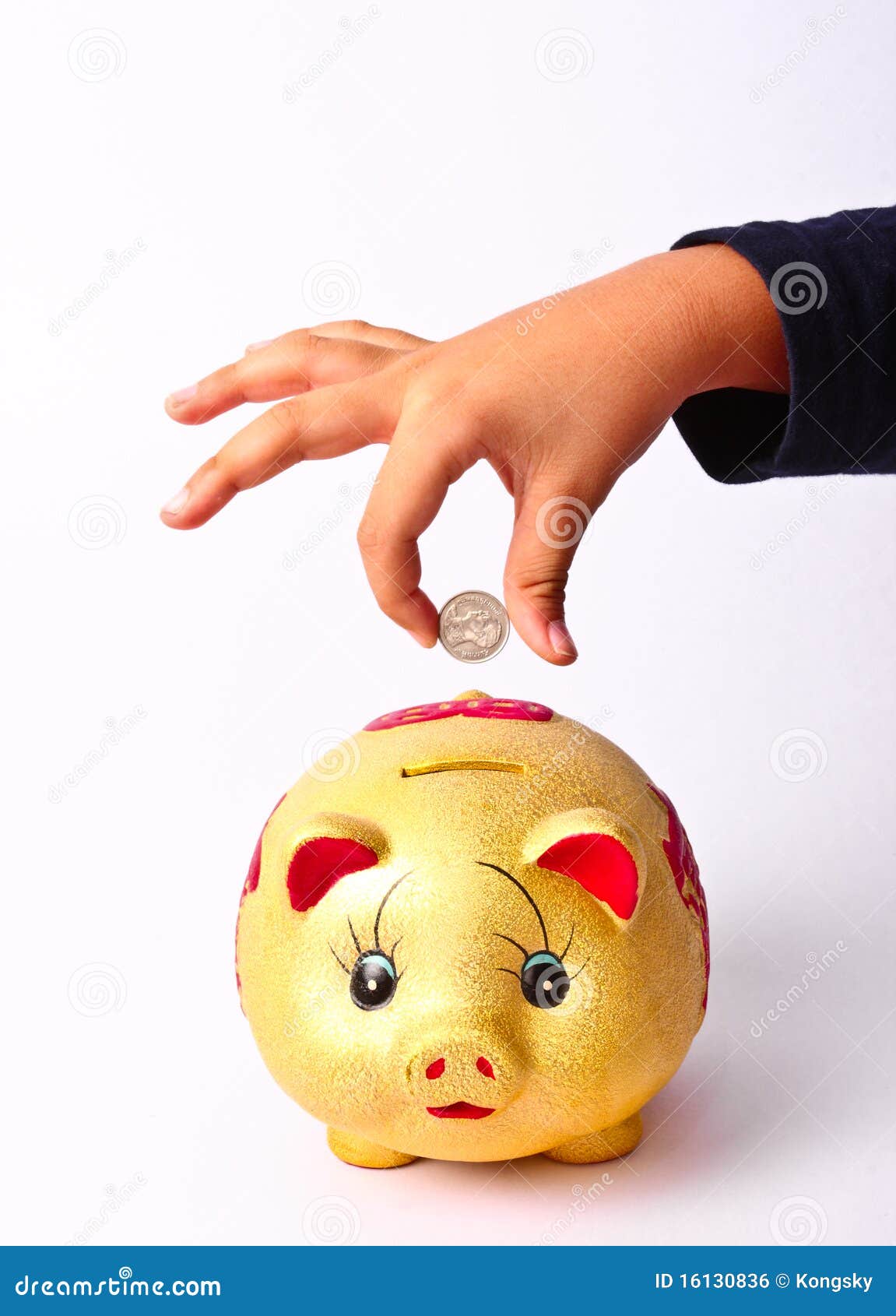 Hand Putting Money into Saving Pig, Finance Theme Stock Photo - Image ...