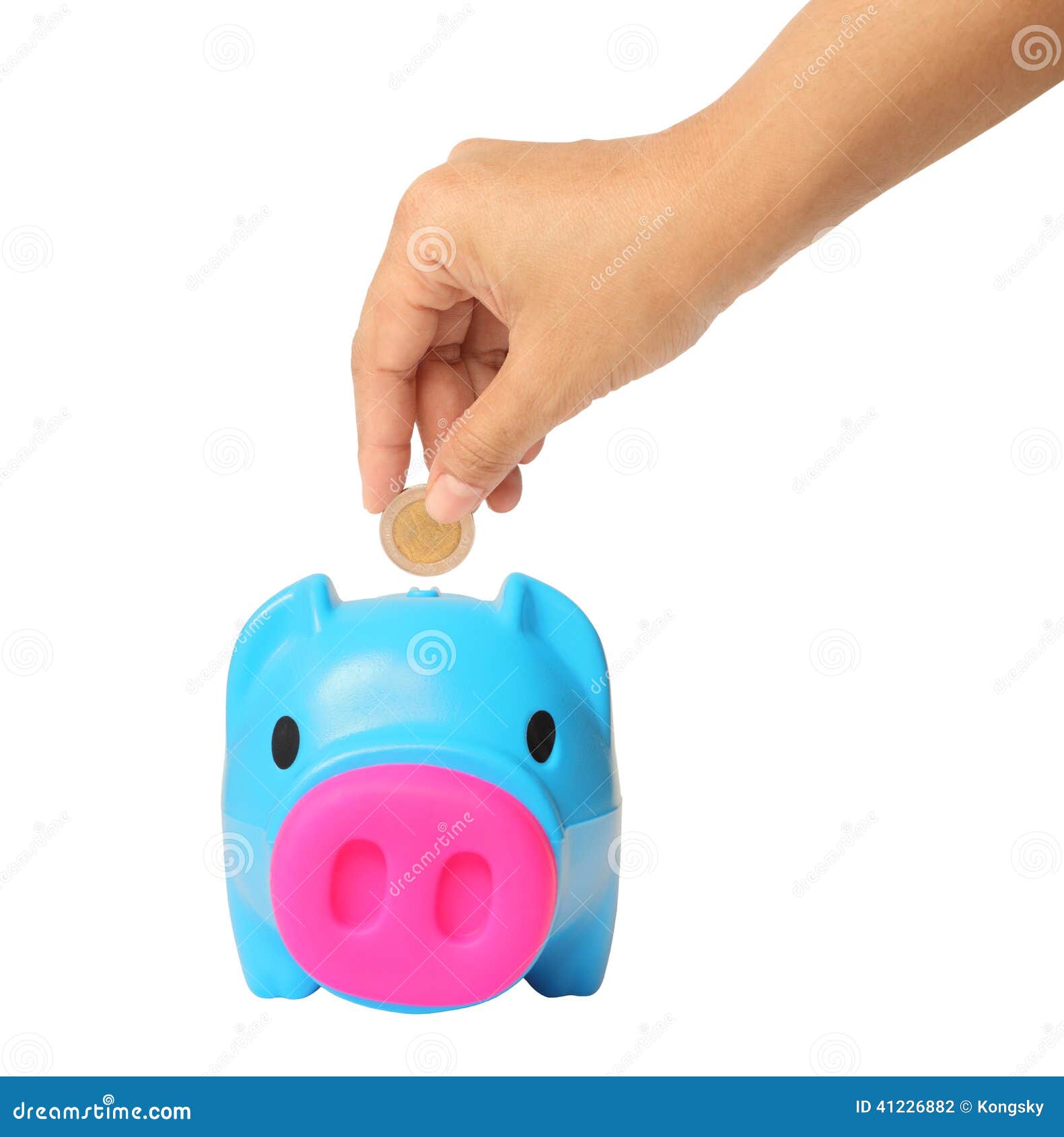 Hand Putting Money into Saving Pig, Finance Theme Stock Photo - Image ...