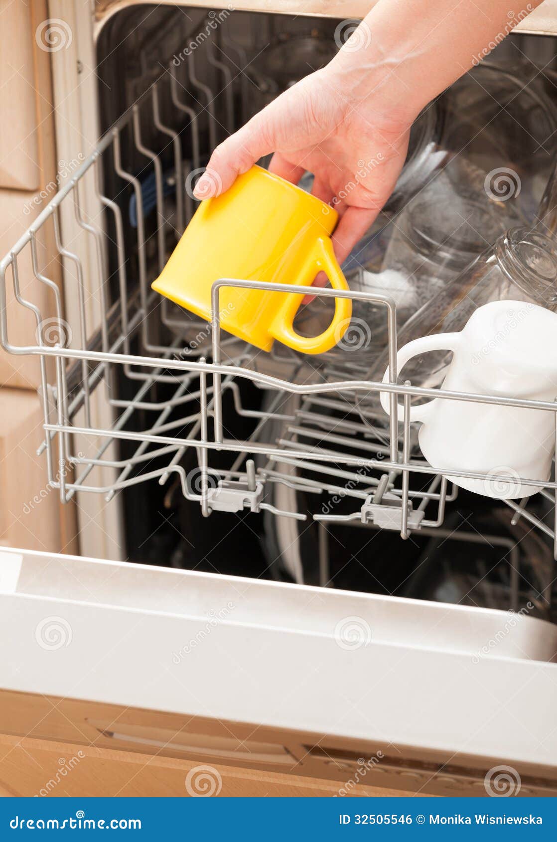 Hand Putting a Mug into a Dishwasher Stock Photo - Image of kitchen ...