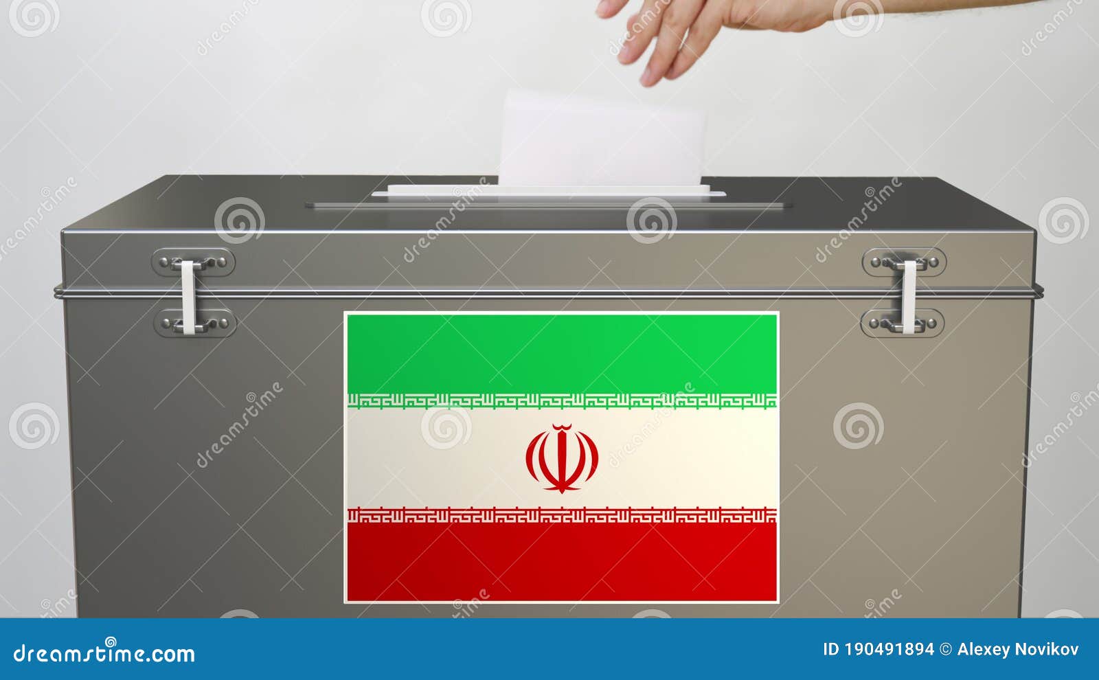 Flag of Iran on Ballot Box and Hand Putting Paper Ballot, 3d Rendering ...