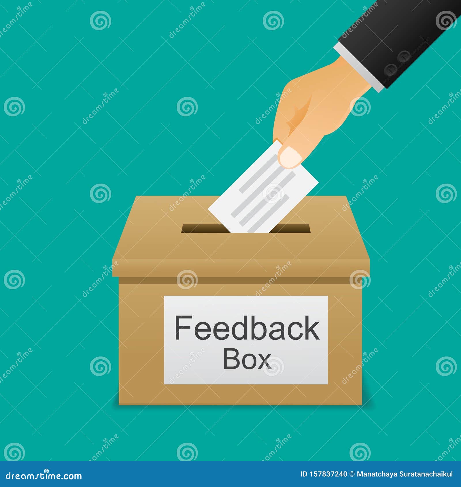 Hand Putting Paper in the Feedback Box. Stock Vector - Illustration of ...