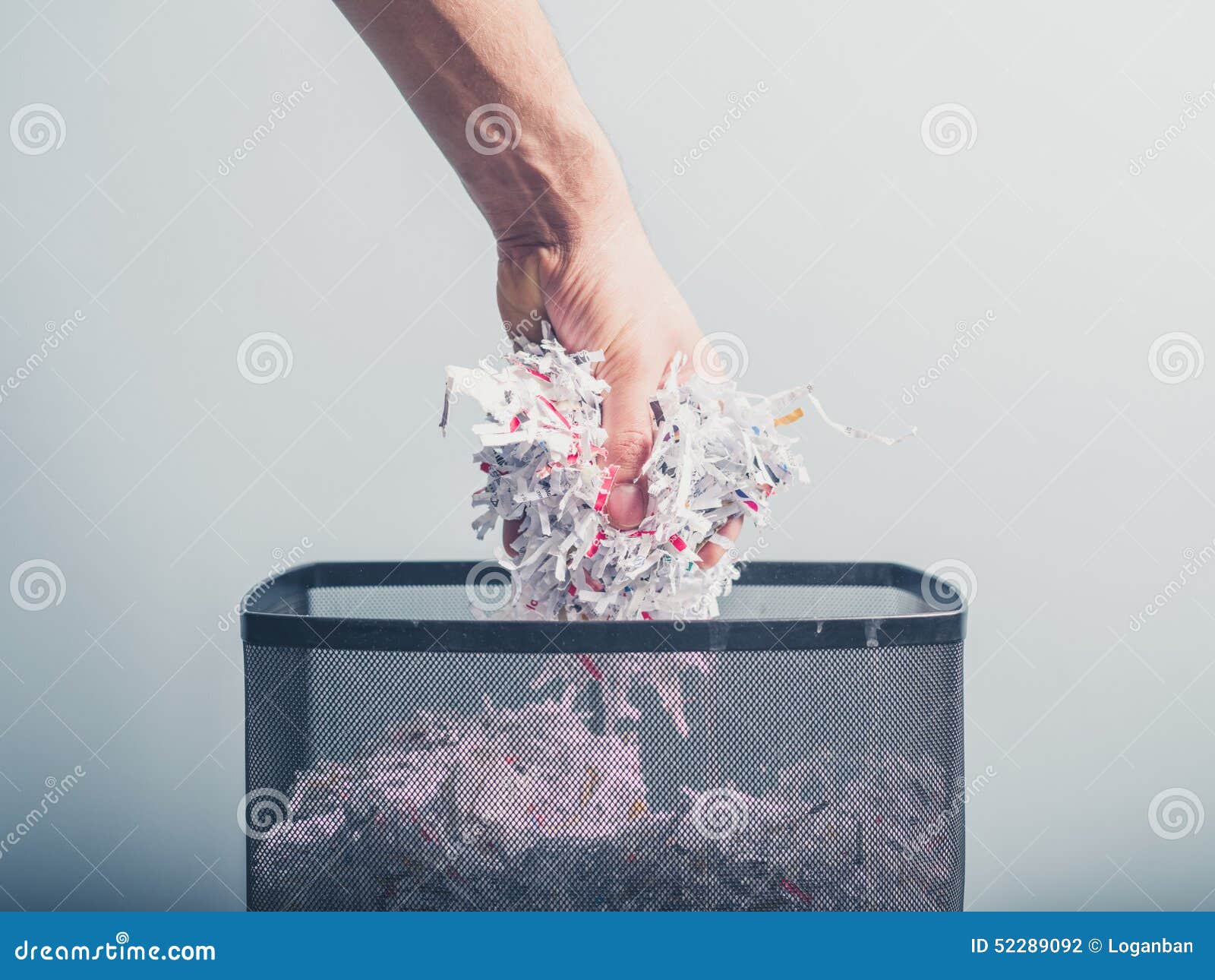 Hand Putting Shredded Paper in Basket Stock Photo - Image of junk ...