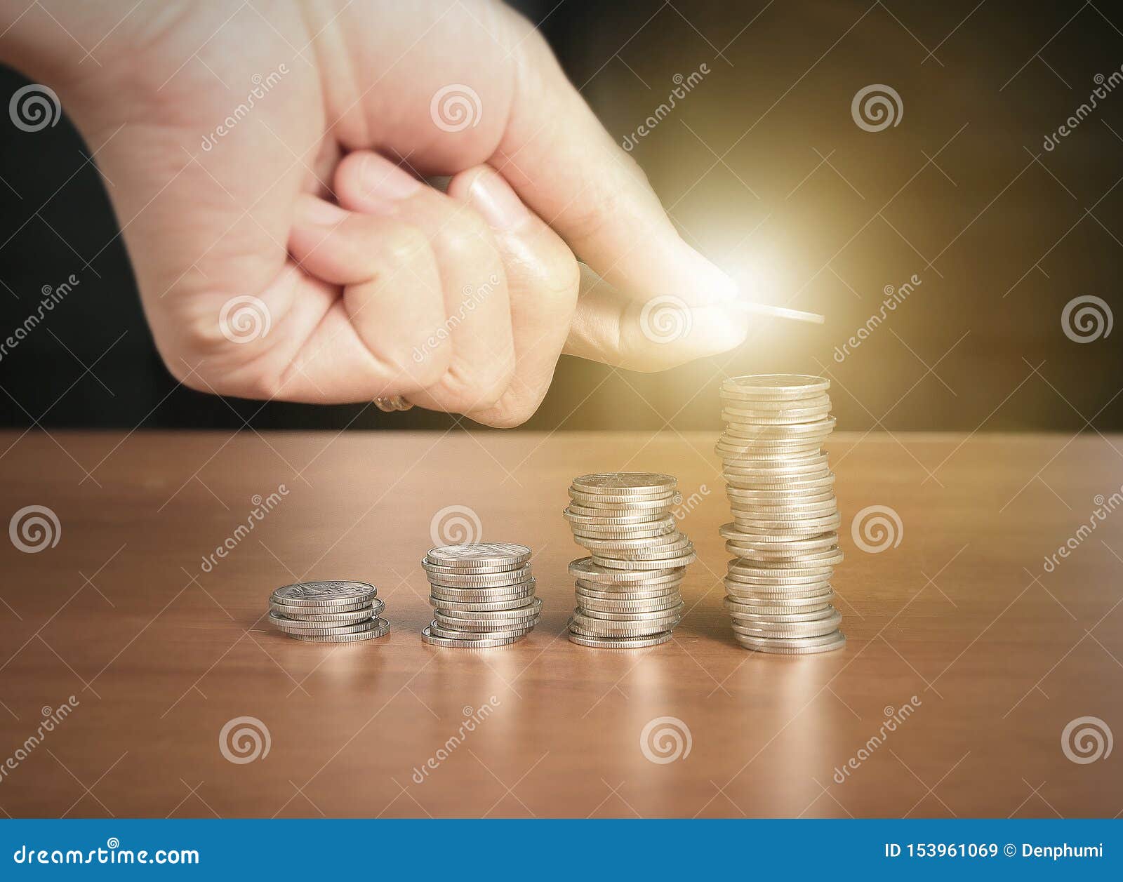 Hand Putting Stack of Coins Stock Image - Image of hand, business ...