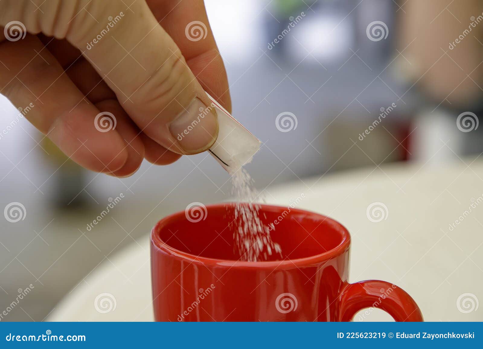 Hand Putting Sugar in a Cup of Coffee or Tea. Stock Image - Image of ...