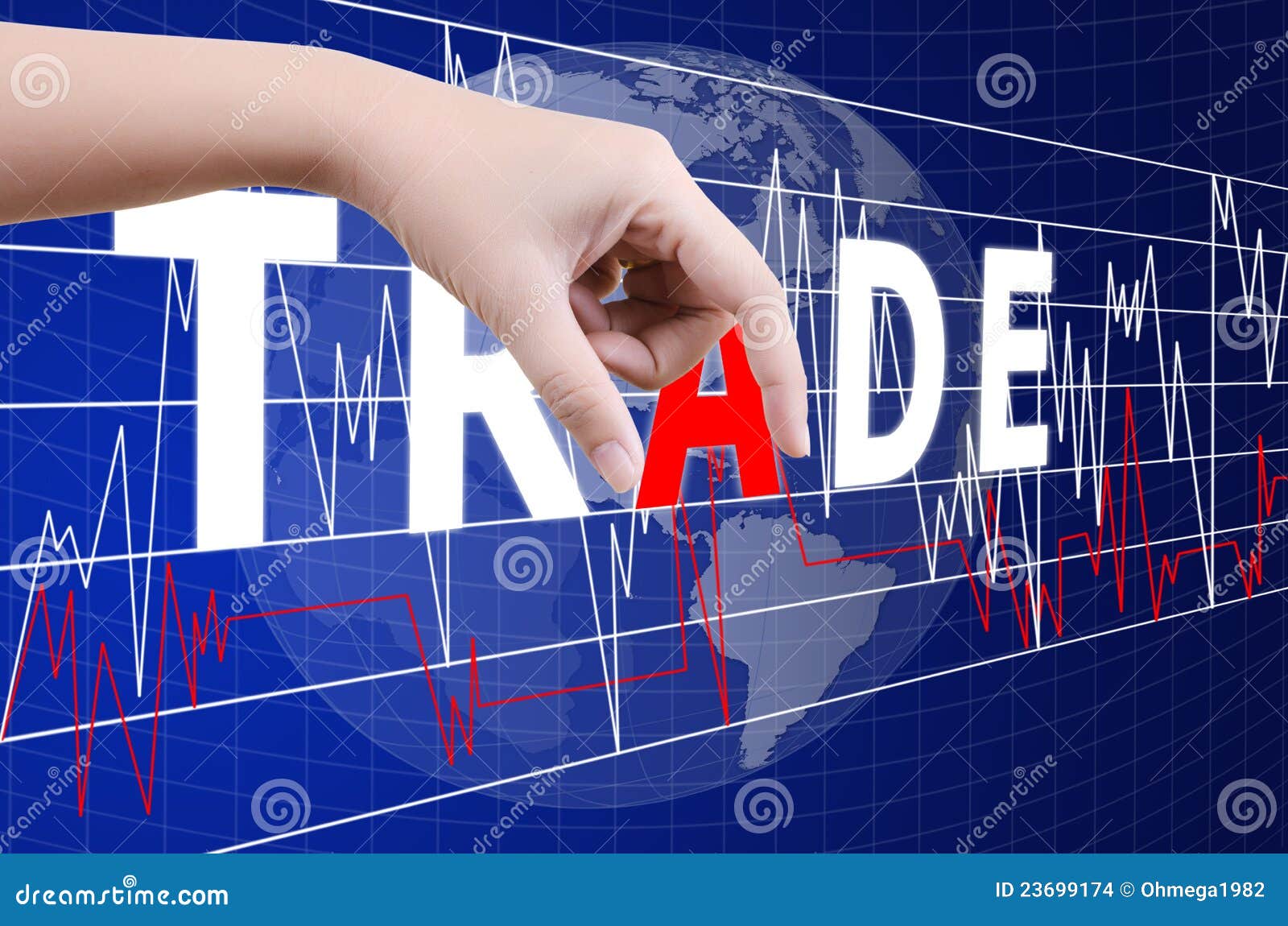 Hand Putting Trade Word on the Stock Market Graph. Stock Illustration ...