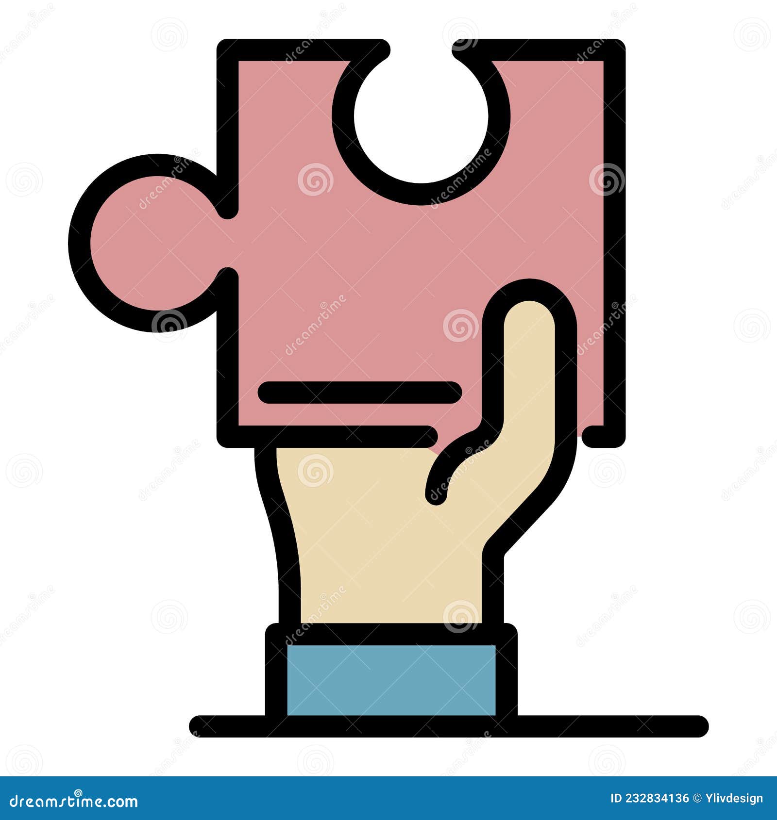 Hand Puzzle Icon Color Outline Vector Stock Vector - Illustration of ...
