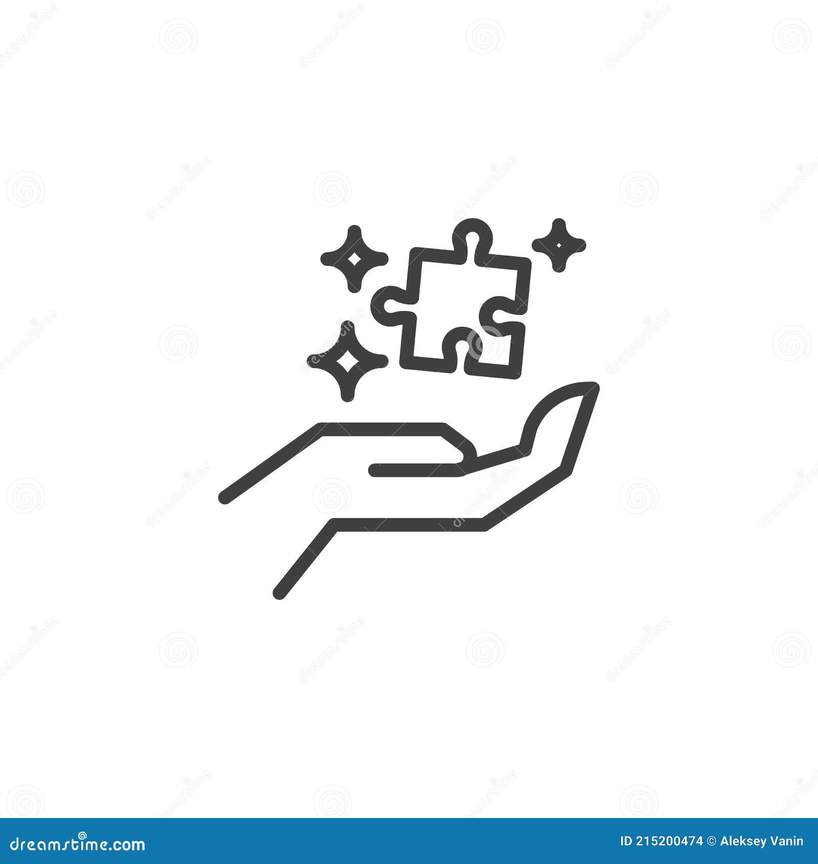 Hand with puzzle line icon stock vector. Illustration of success ...