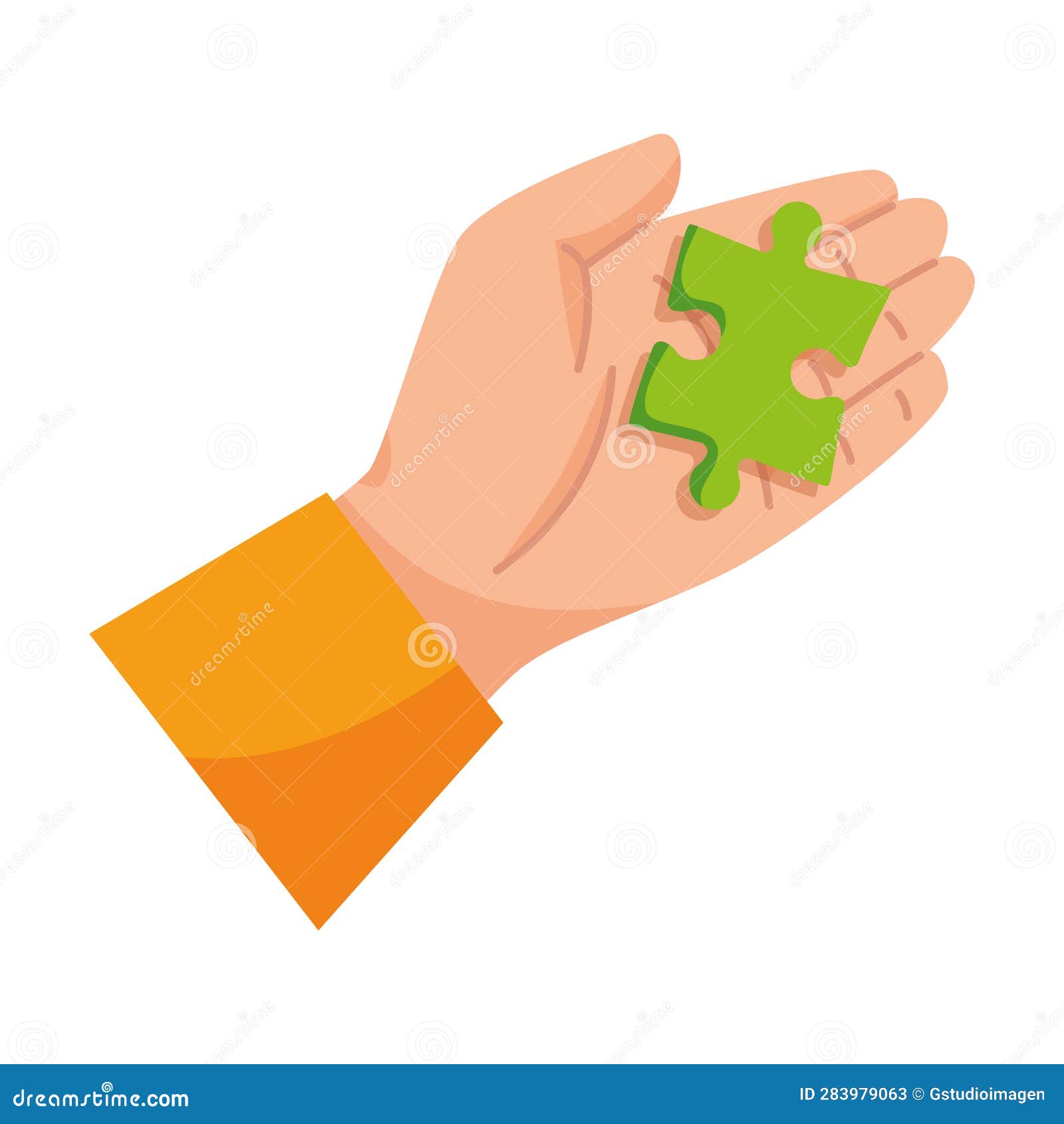 Hand with puzzle stock vector. Illustration of jigsaw - 283979063