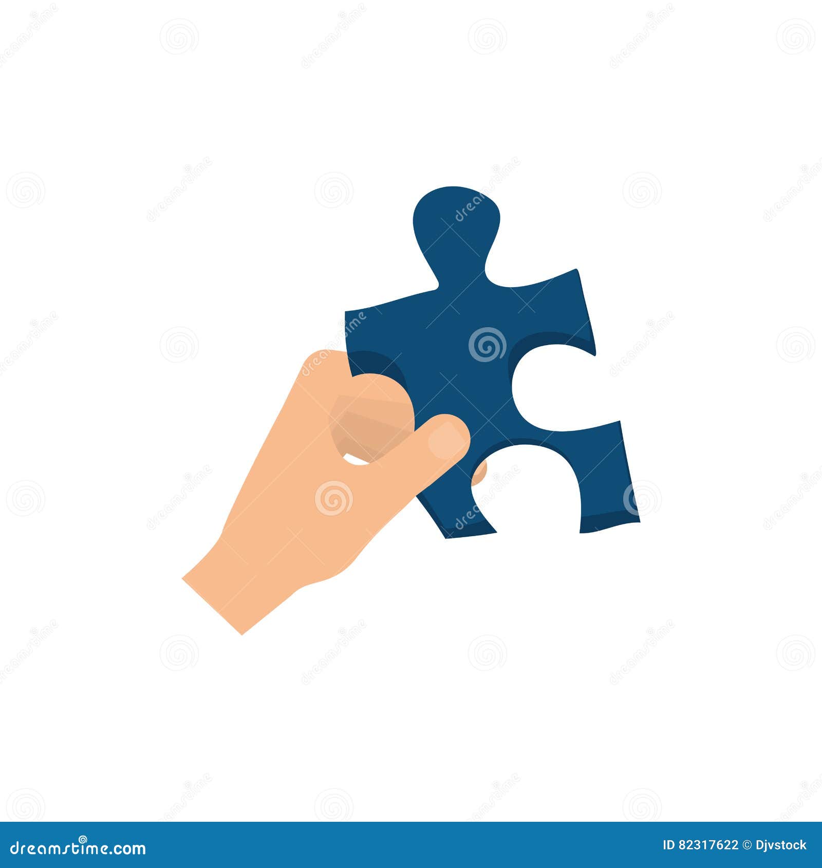 Hand with puzzle piece stock illustration. Illustration of challenge ...