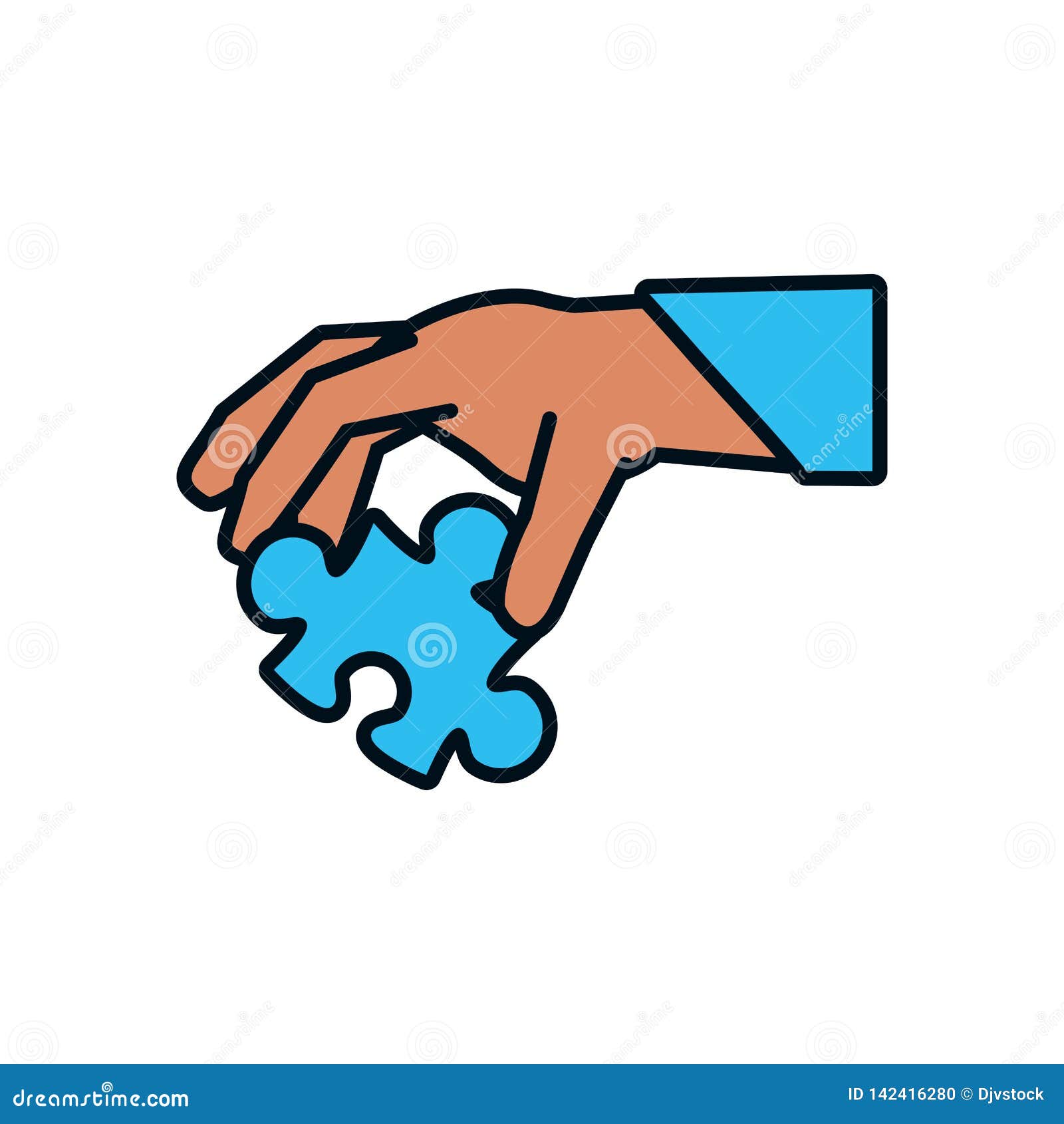 Hand with Puzzle Piece Isolated Icon Stock Vector - Illustration of ...