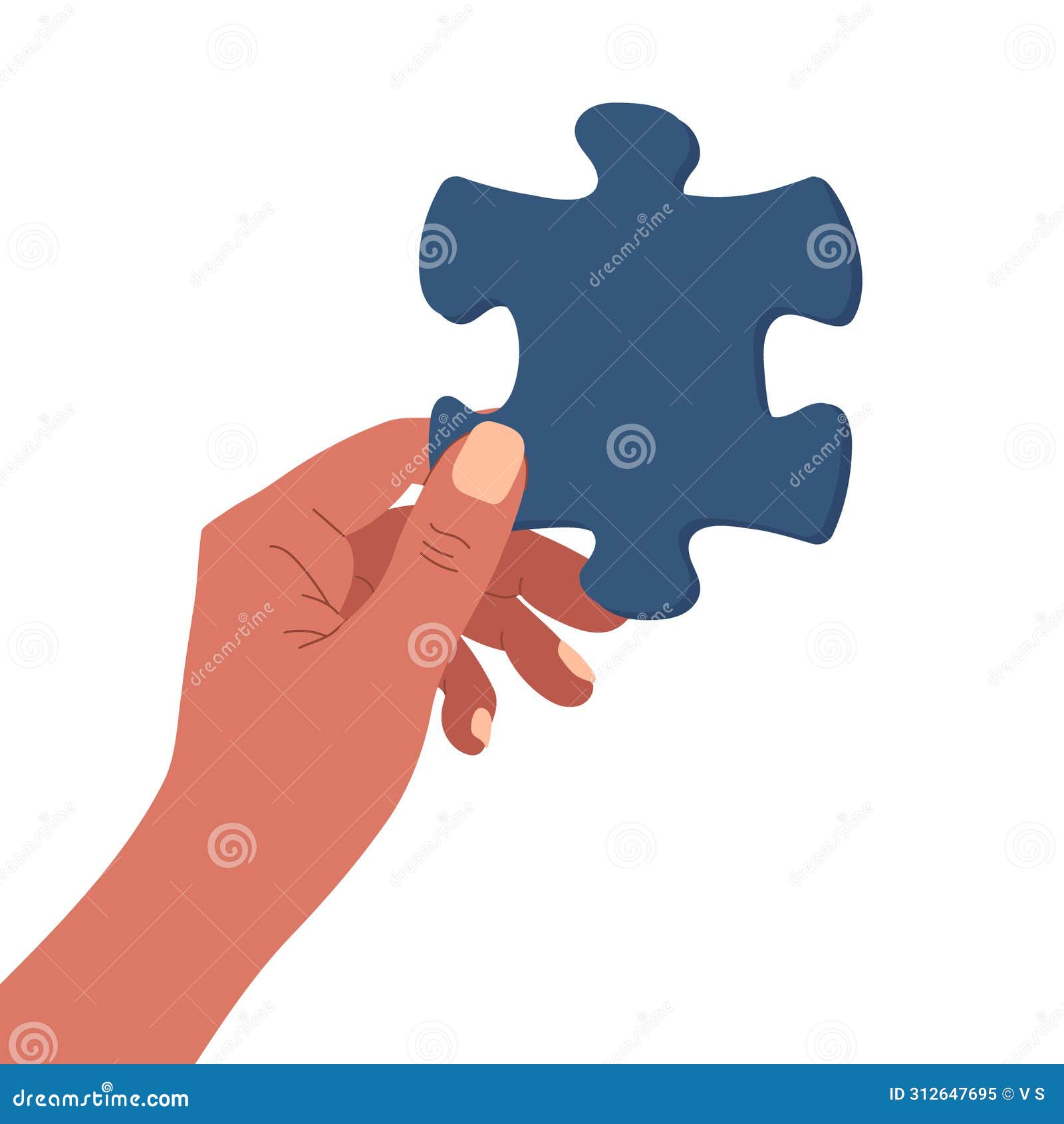 Hand with a Puzzle Piece. Puzzle Pieces Symbol of Teamwork Stock Vector ...