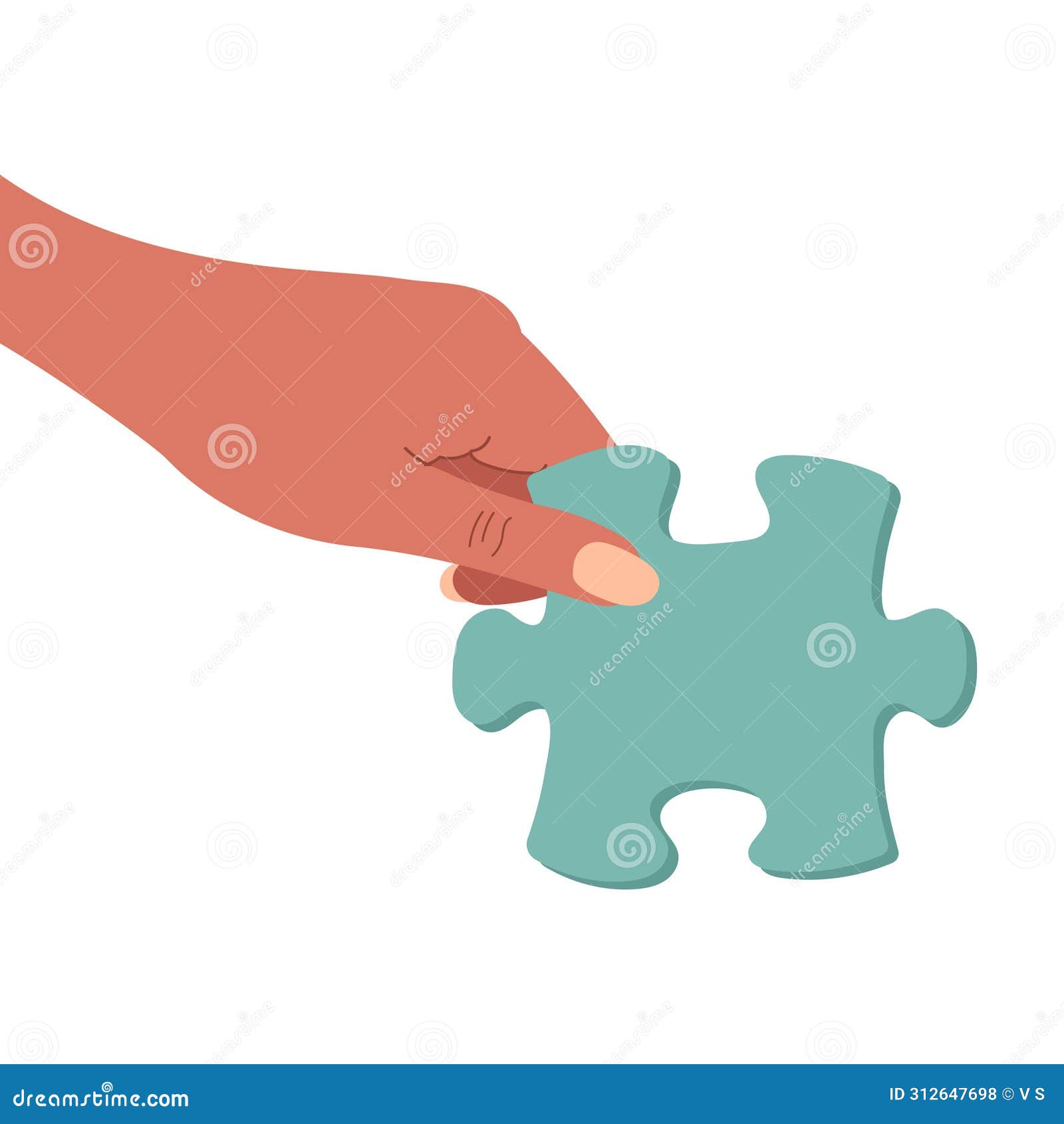 Hand with a Puzzle Piece. Puzzle Pieces Symbol of Teamwork Stock Vector ...