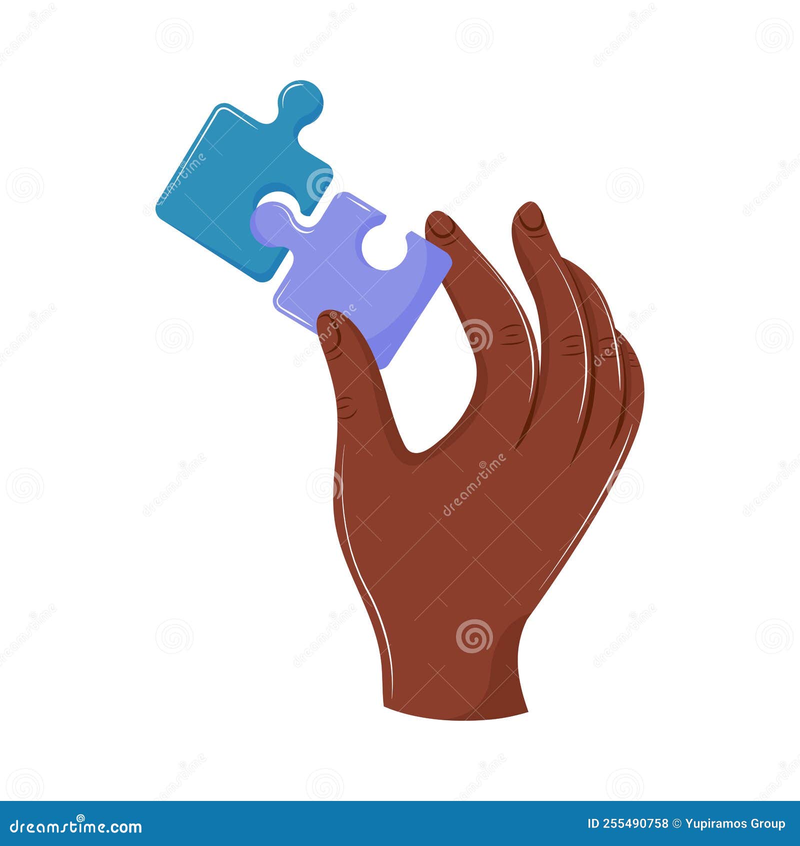 Hand with puzzles stock vector. Illustration of success - 255490758