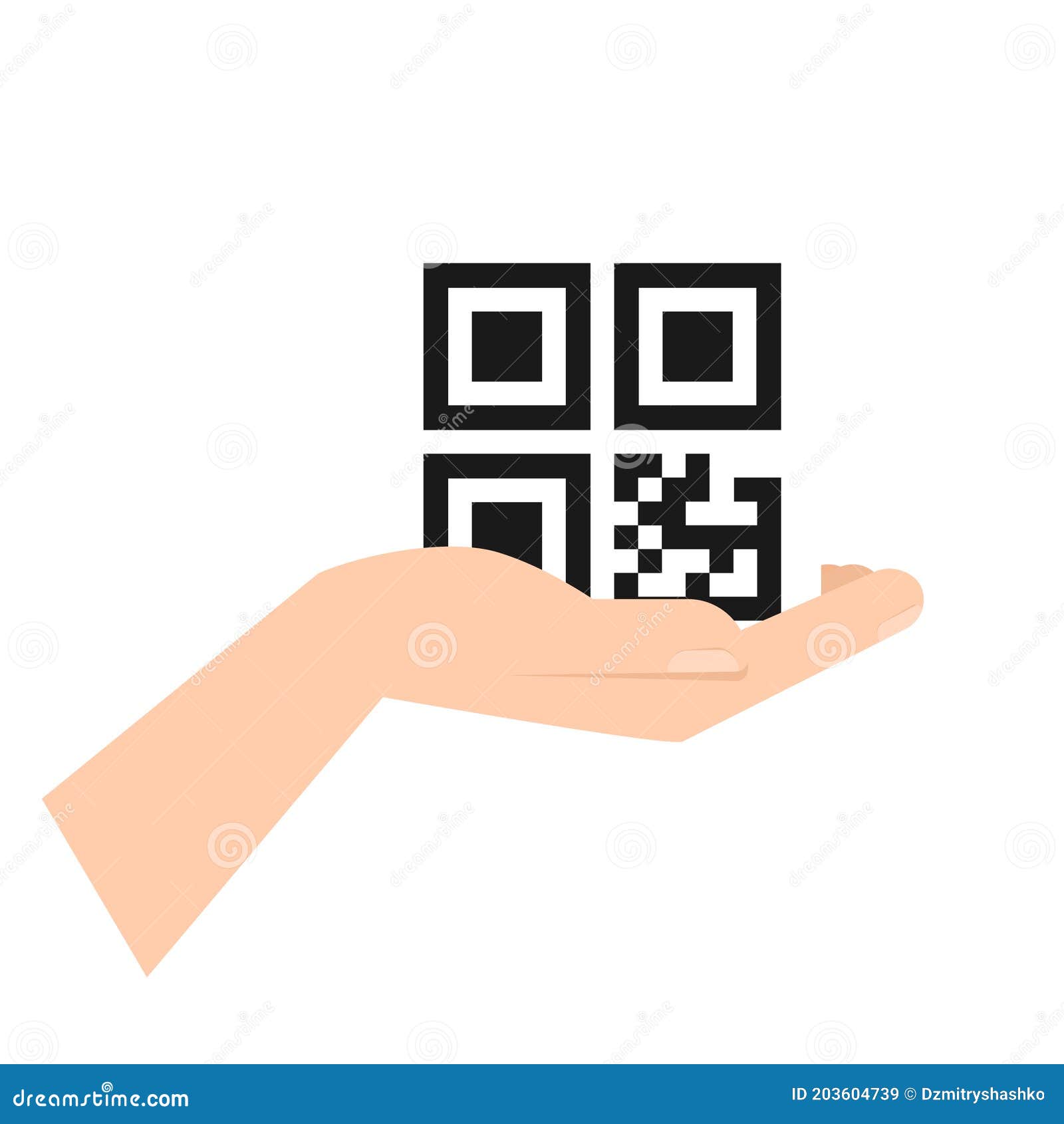 Hand with QR code icon stock vector. Illustration of smart - 203604739