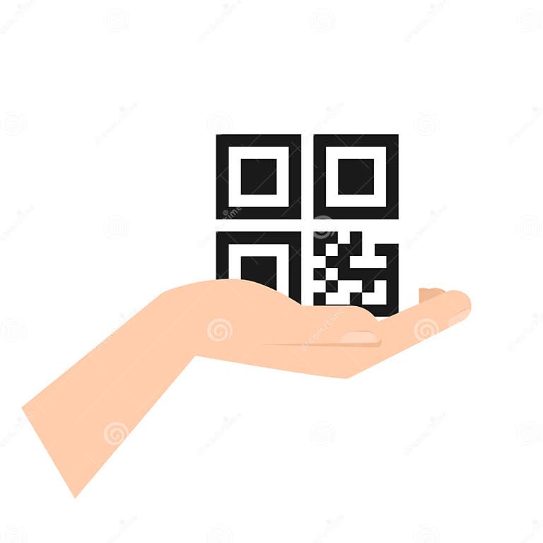 Hand with QR code icon stock vector. Illustration of smart - 203604739