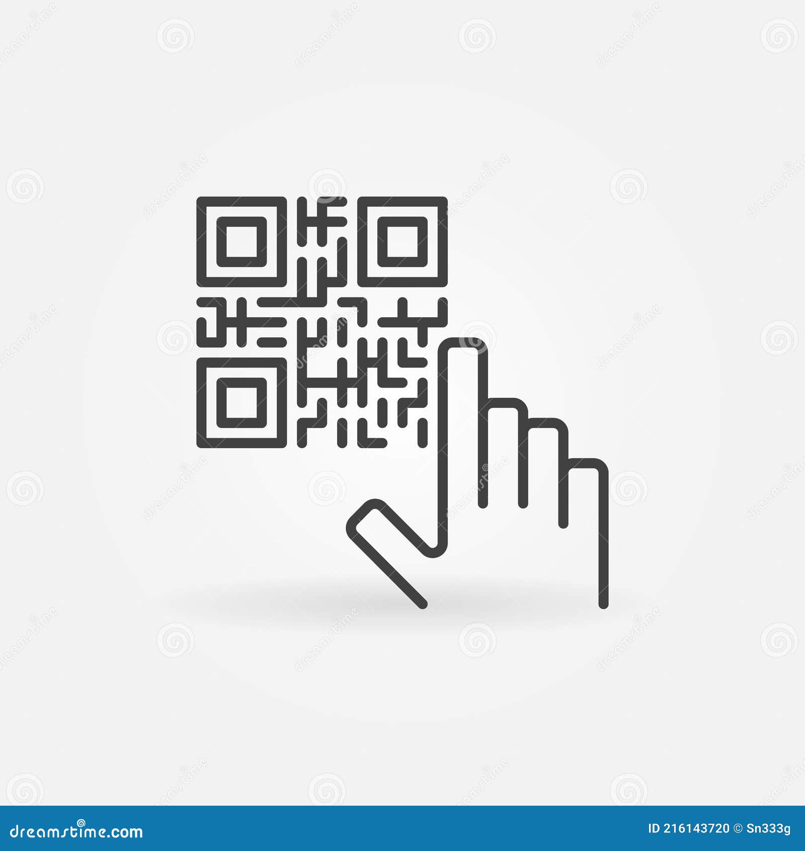 Hand with QR Code Vector Concept Line Icon Stock Vector - Illustration ...