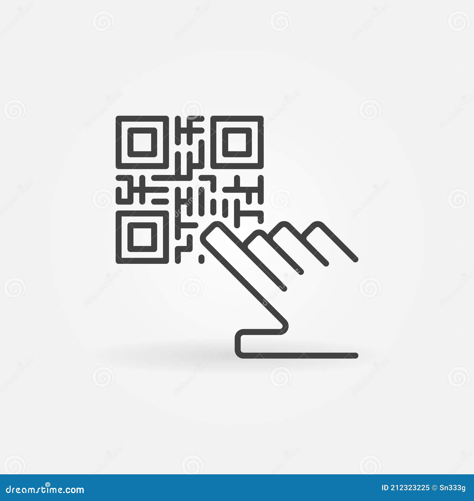 Hand and QR Code Vector Thin Line Concept Icon Stock Vector ...