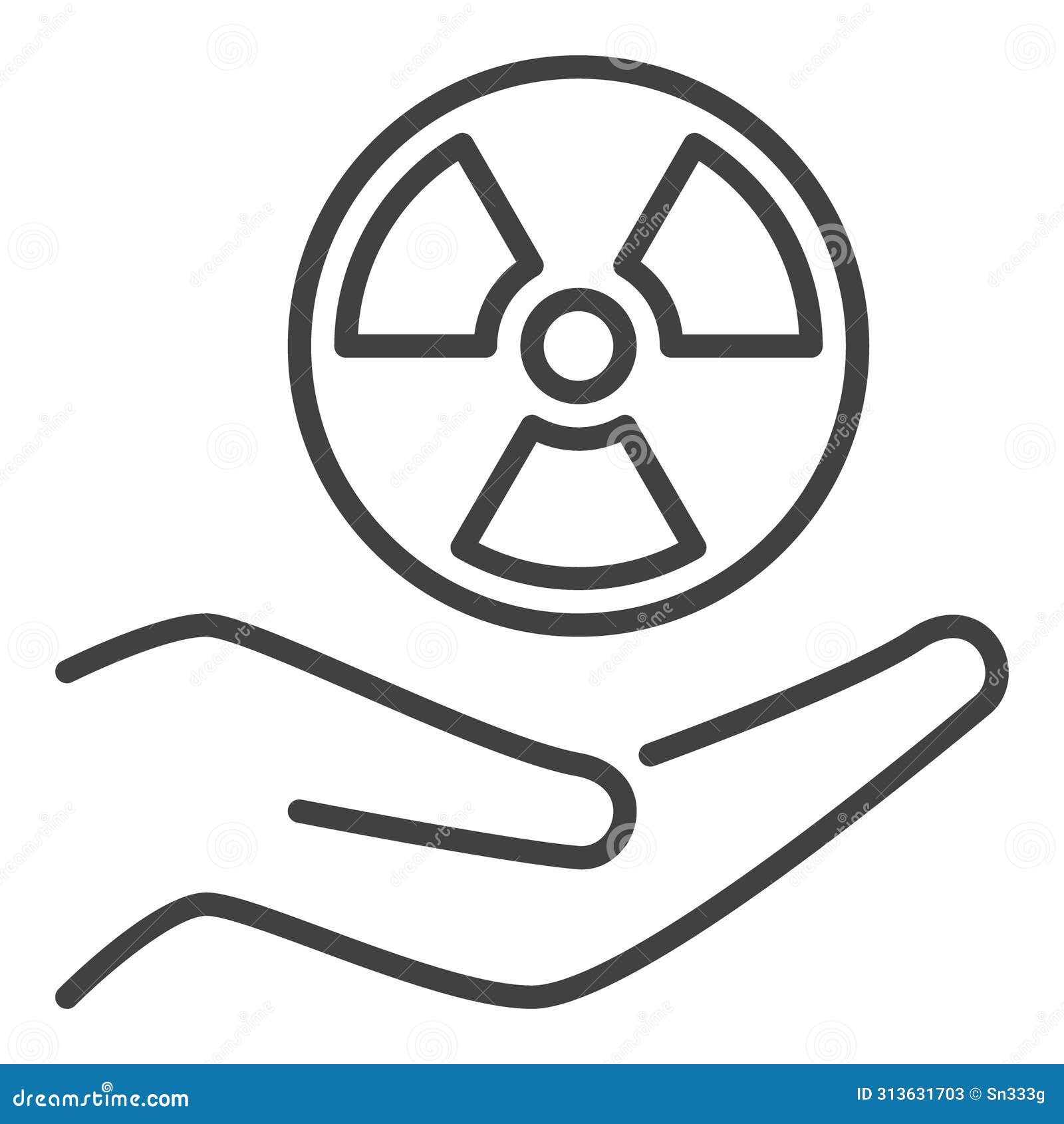 Hand and Radiation Vector Radiology Outline Icon or Symbol Stock Vector ...