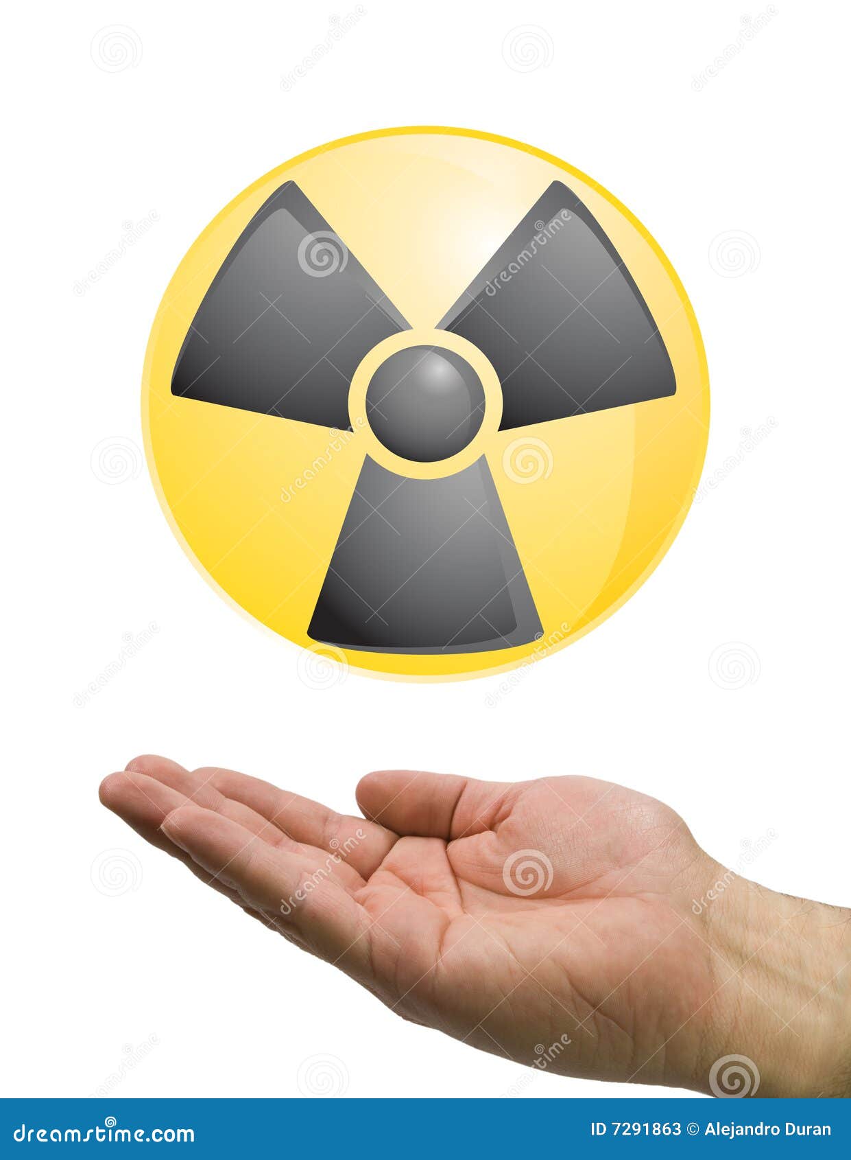 Hand and radioactive logo stock illustration. Illustration of danger ...