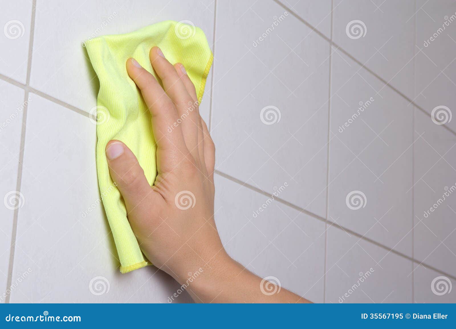 Hand with Rag Cleaning the Bathroom Tiles Stock Image - Image of ...