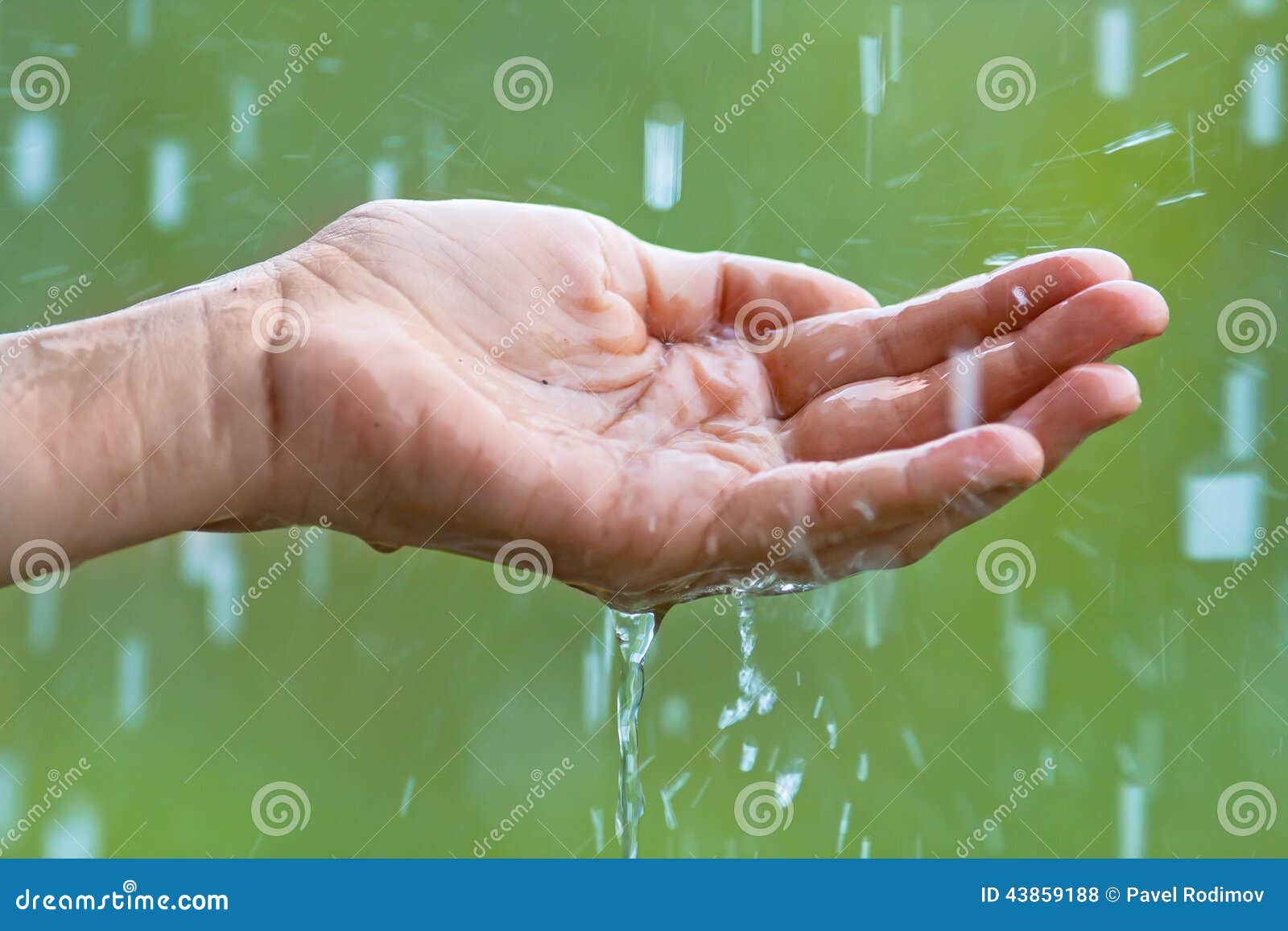 Hand in the rain stock photo. Image of water, female - 43859188
