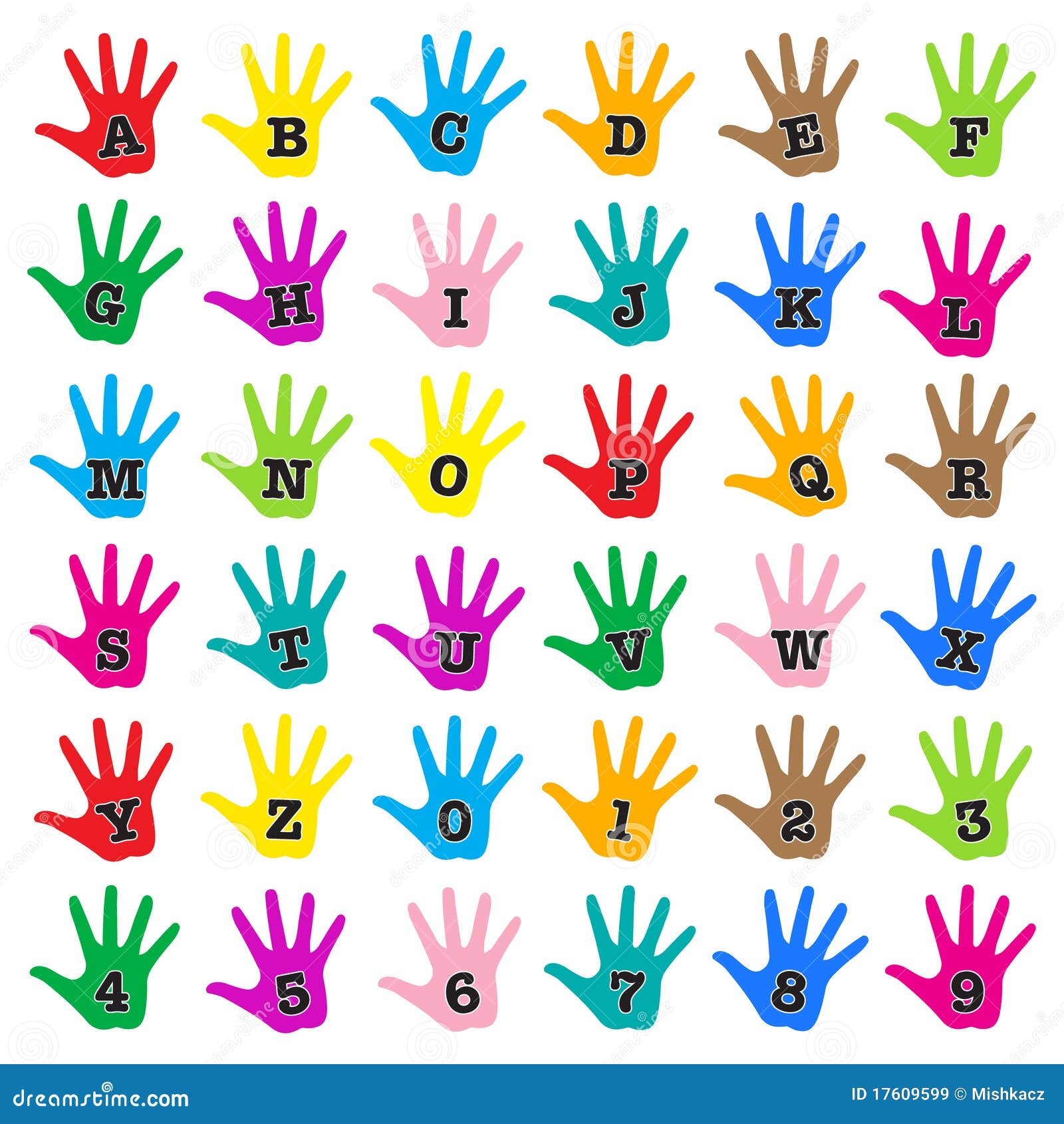 Hand Rainbow Alphabet Cartoon Vector | CartoonDealer.com #17609599