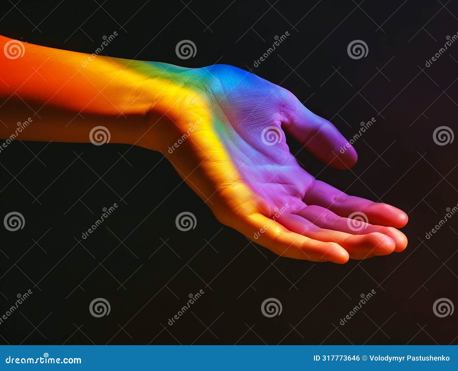 A Hand with a Rainbow Light on it Stock Illustration - Illustration of ...
