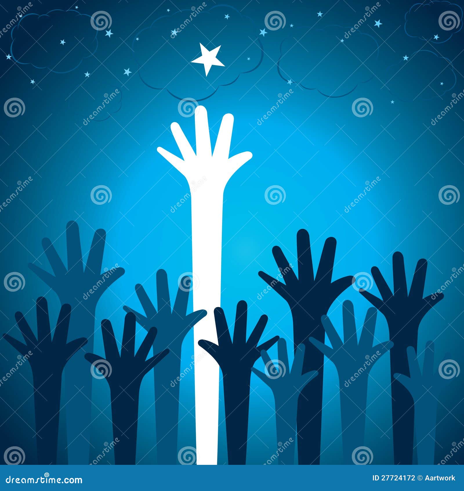 Hand raise up for star stock vector. Illustration of participation ...