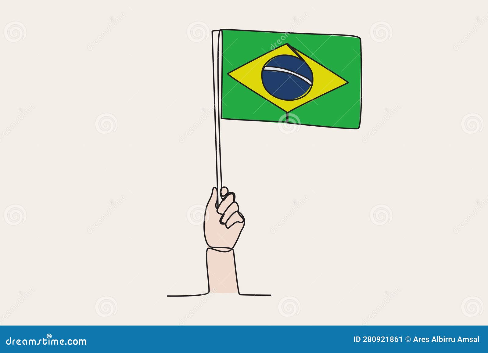 A Hand Raised the Brazil Flag Stock Vector - Illustration of icon ...
