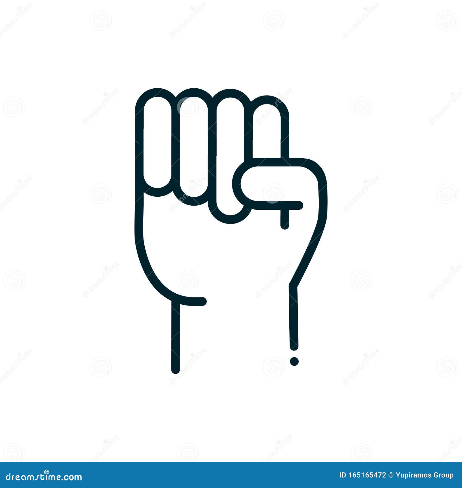 Raised Peace Sign Hand Set Including Line Art And Flesh Tone Versions ...