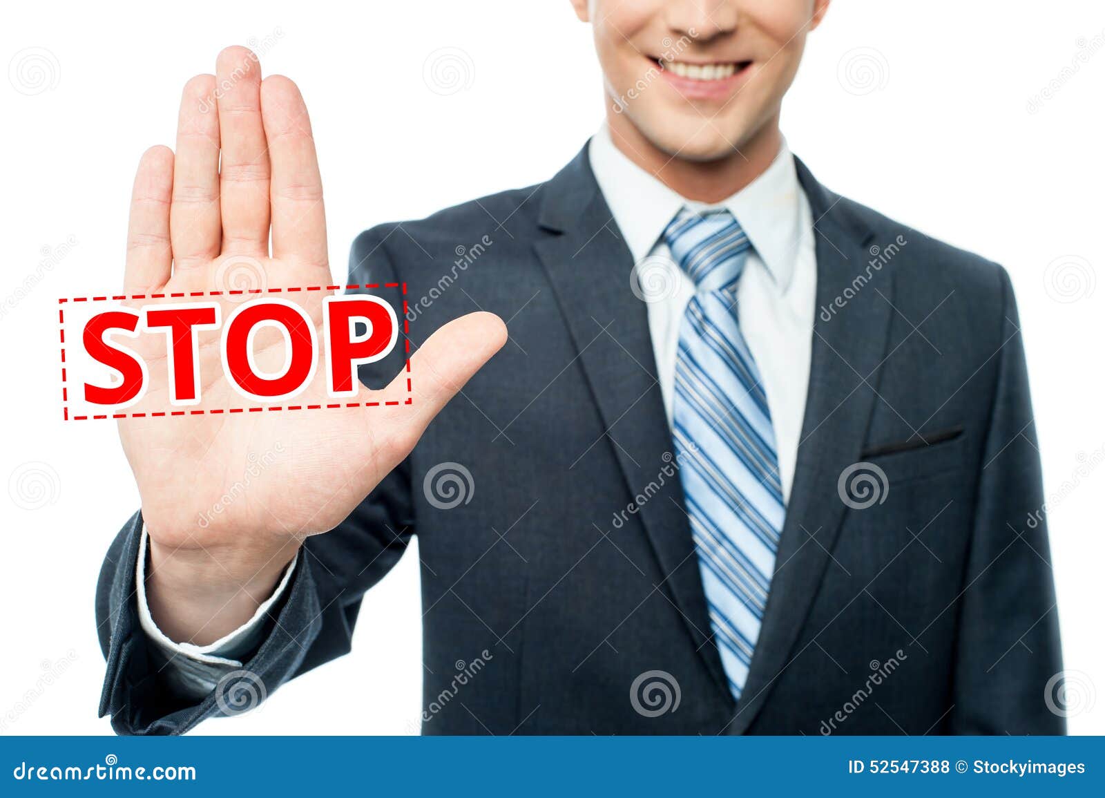 Hand Raised with Stop Message Stock Photo - Image of entrepreneur ...