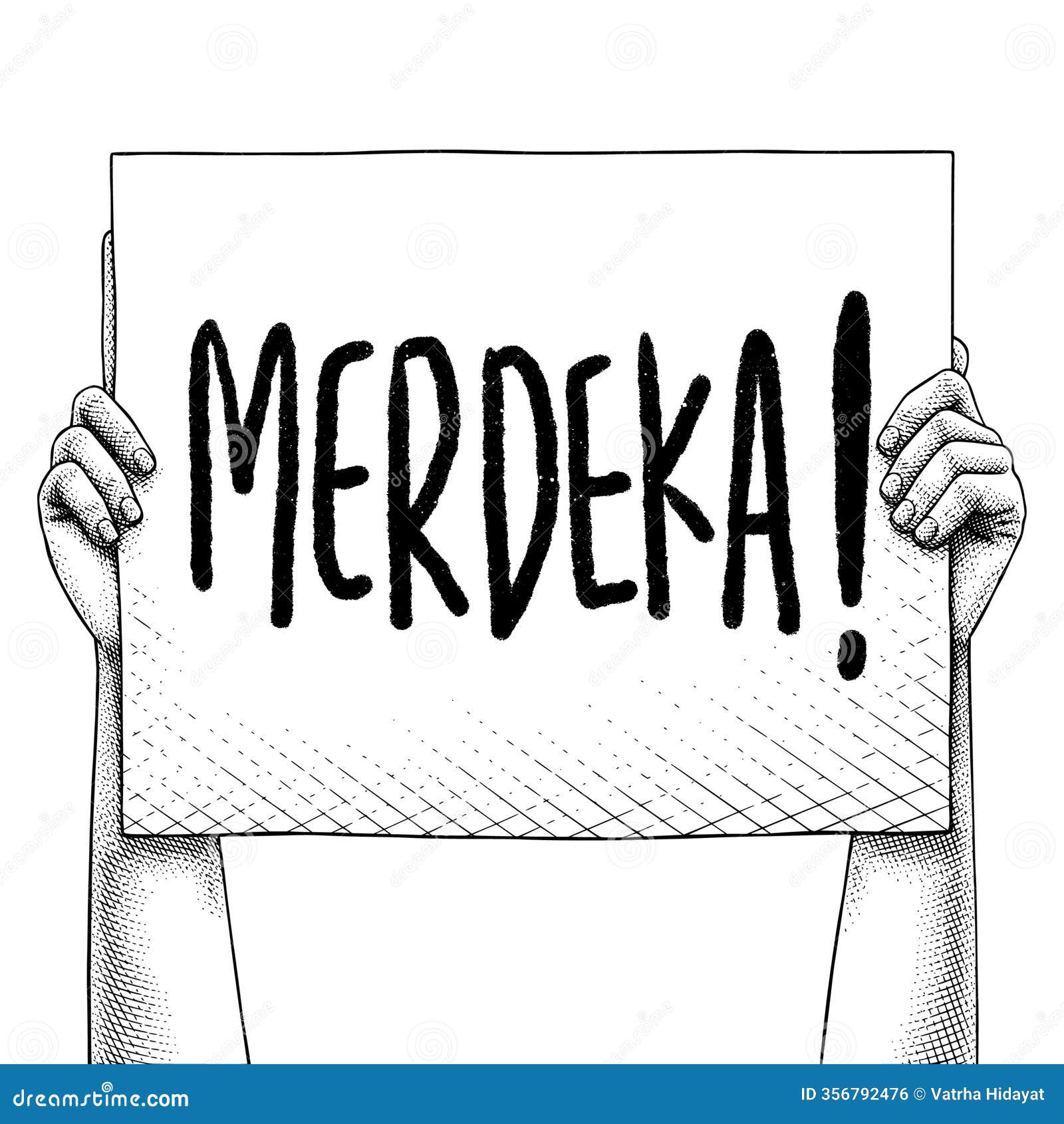 Hand Raises a Sign that Says Merdeka Stock Vector - Illustration of ...