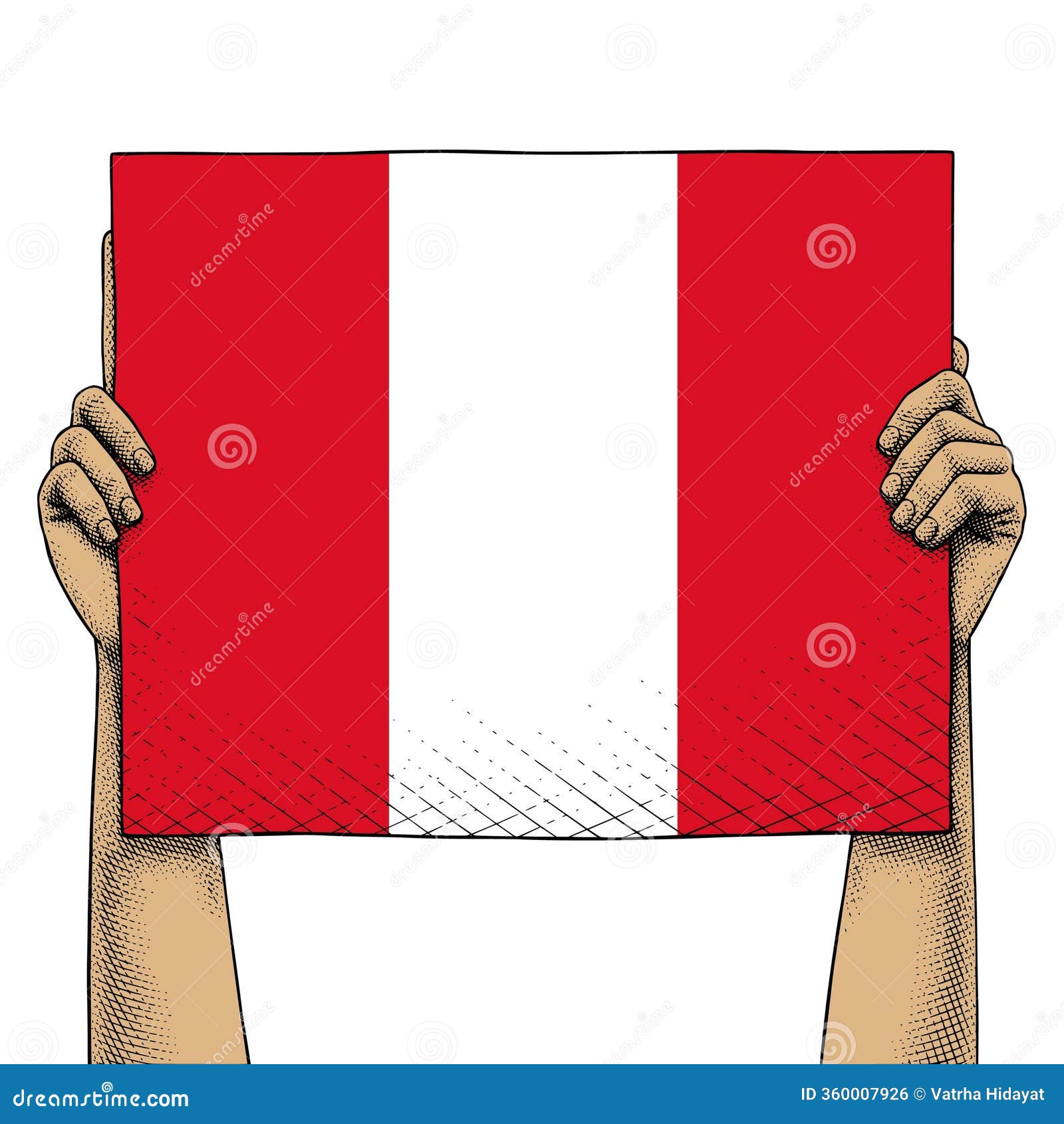 Hand Raises a Sign that Show Peru Flag Stock Illustration ...