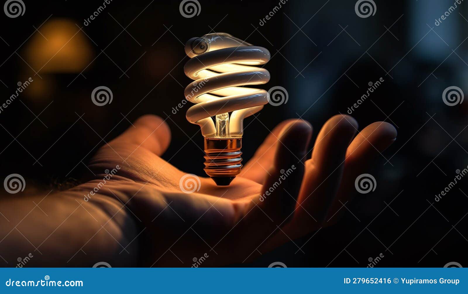Hand Raising Ecological Light Bulb Generative AI Stock Illustration ...