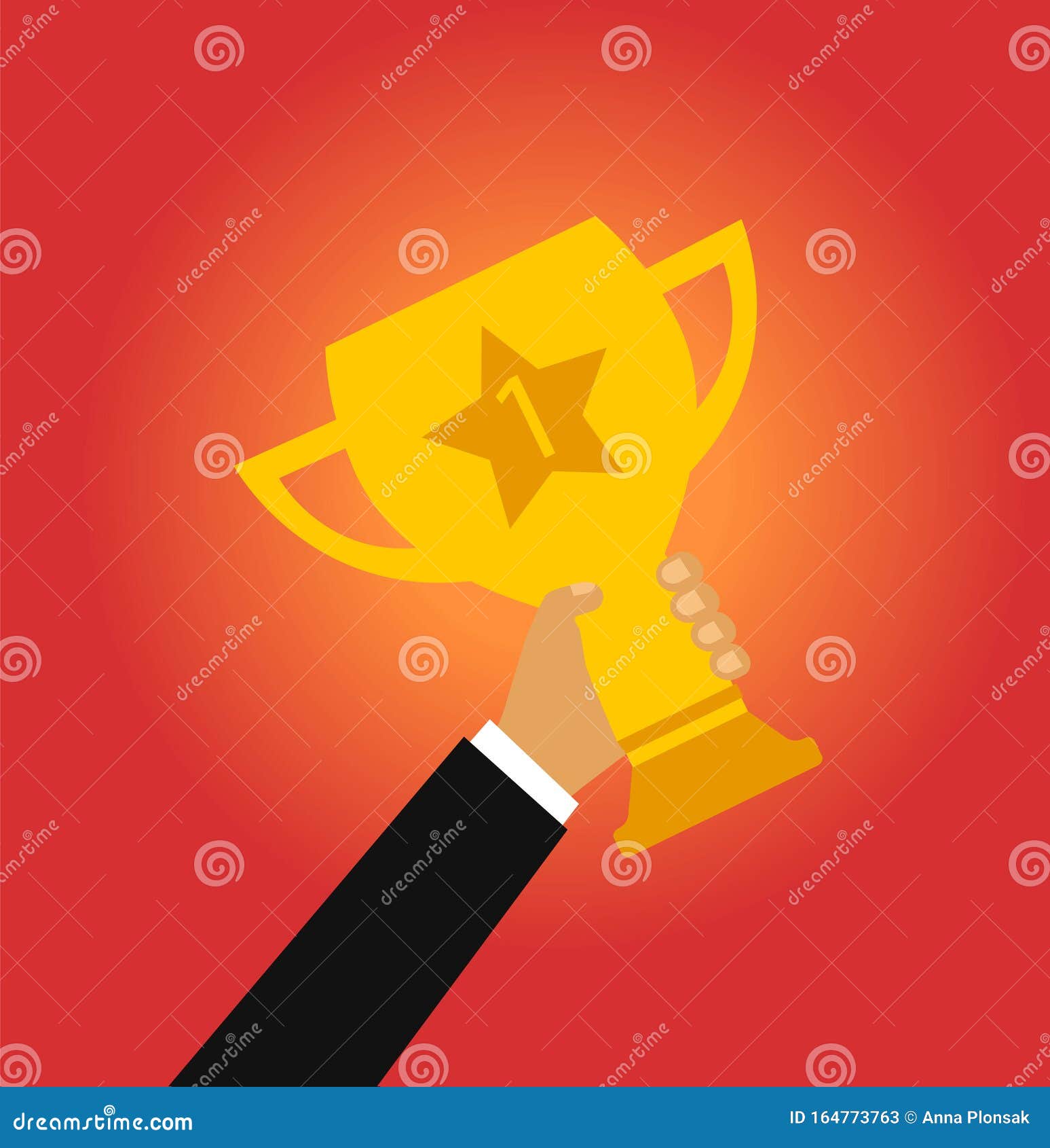 Hand Raising Trophy. Trophy Icon. Vector Illustration Stock ...