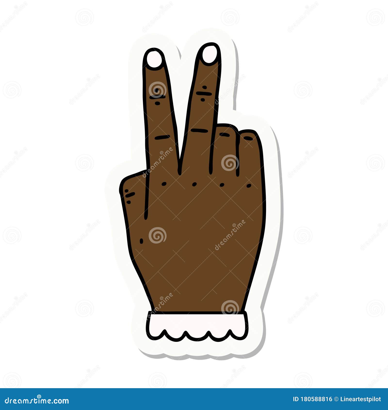 Hand Raising Two Fingers Gesture Sticker Stock Vector - Illustration of ...
