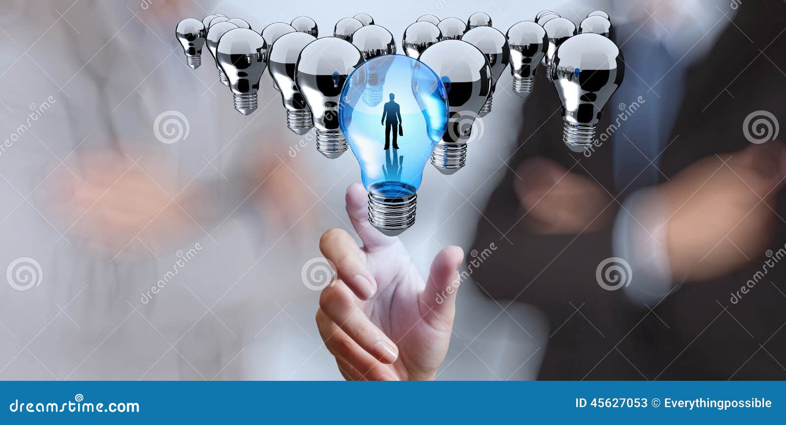 Hand Reach 3d Light Bulb of Leadership Stock Image - Image of brain ...