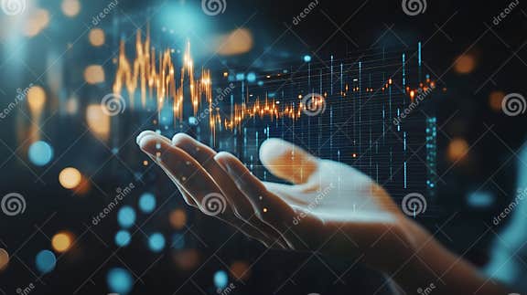 A Person Interacts with Vibrant Data Visuals Emanating from Their Open ...