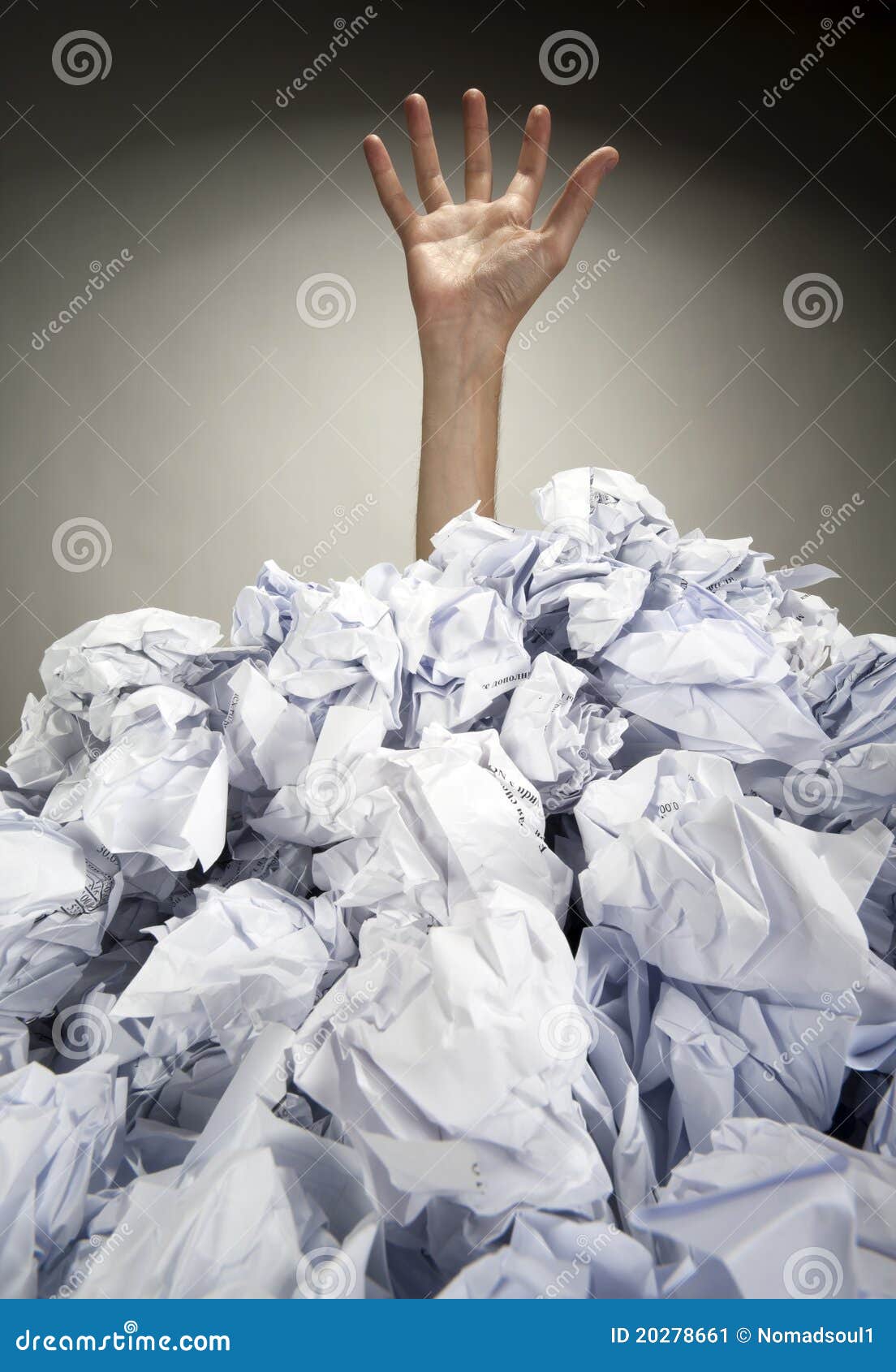 Hand Reaches Out from Heap of Papers Stock Image - Image of palm ...