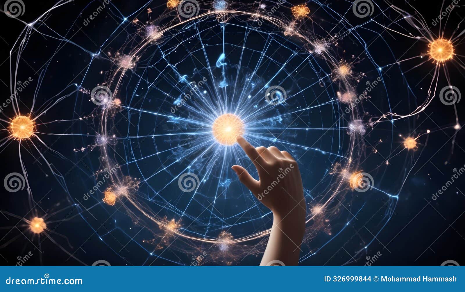 A Hand Reaches Out To Touch a Glowing, Interconnected Network of ...