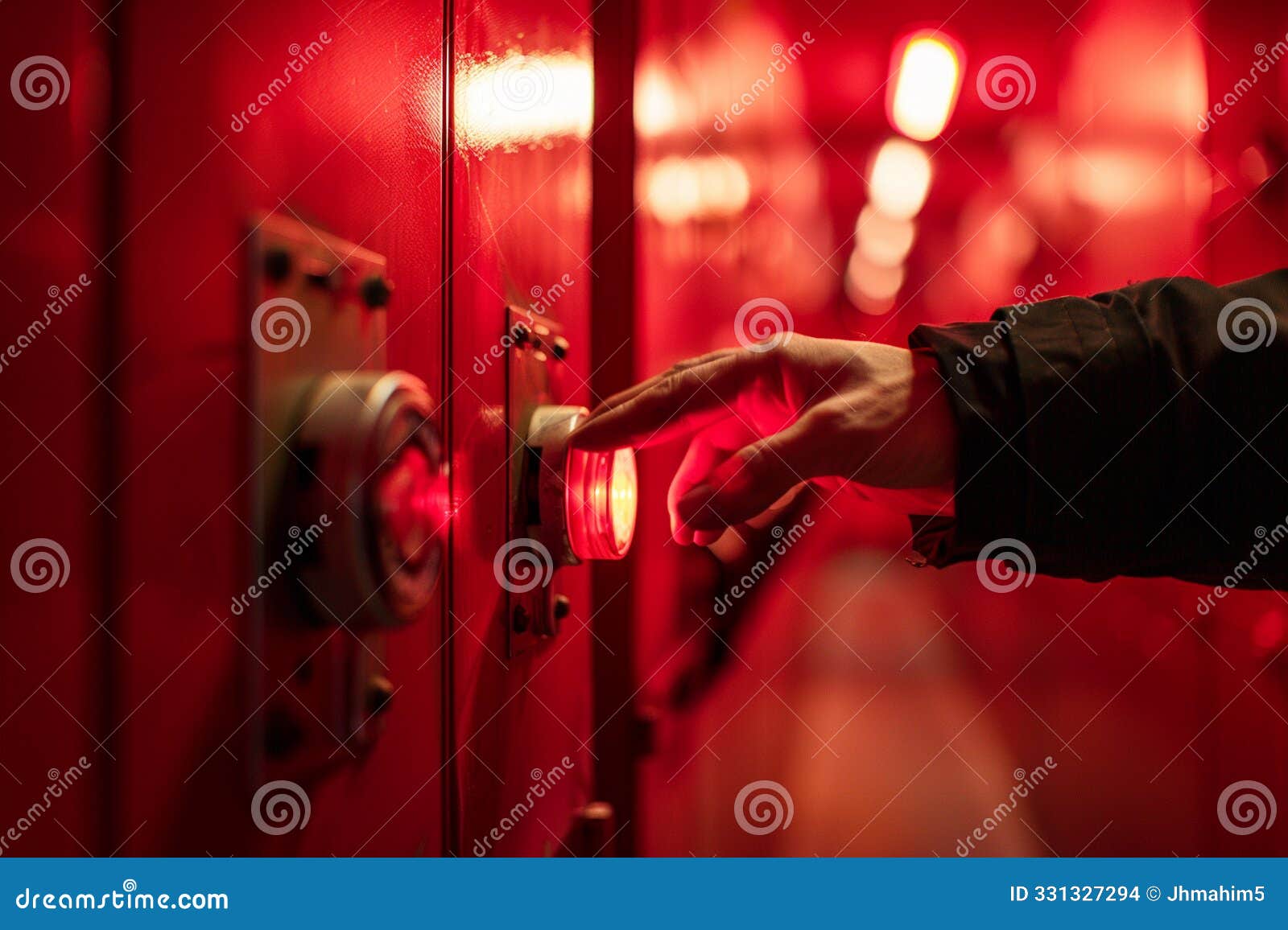 A Hand Reaches For A Red Fire Alarm Button Royalty-Free Stock ...