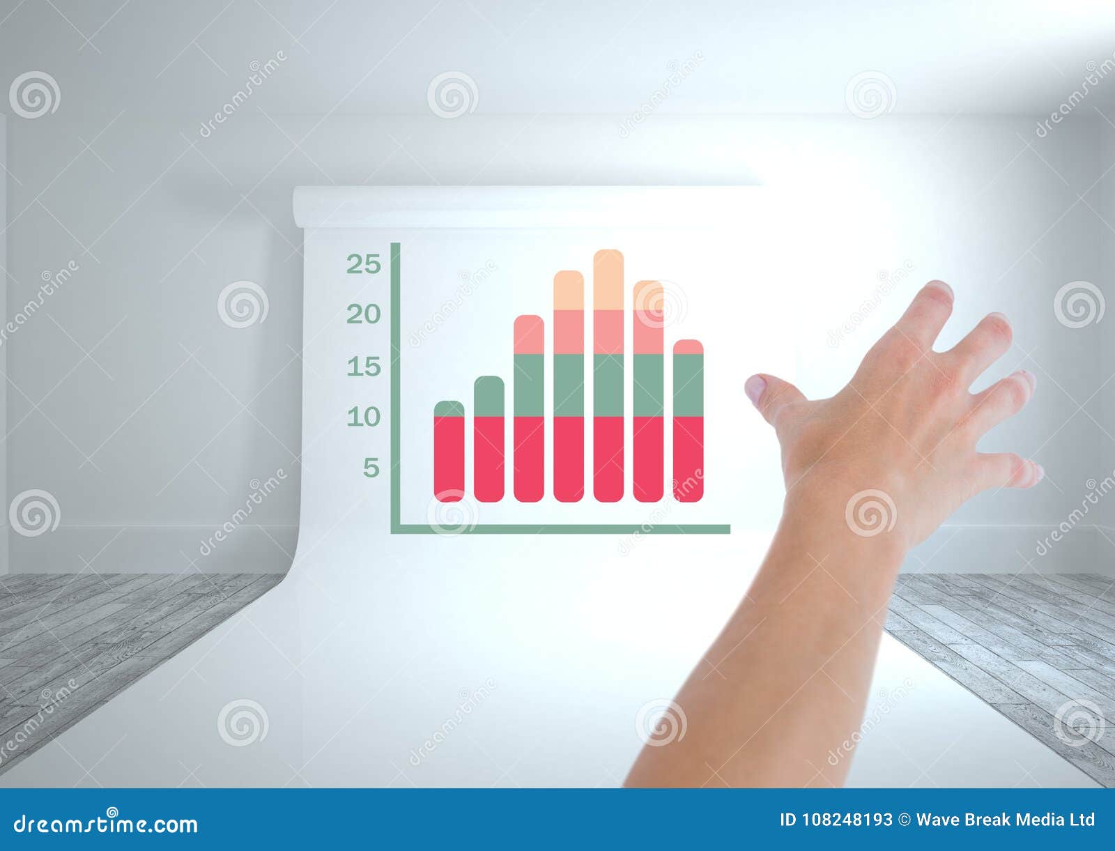 Hand Reaching with Colorful Chart Statistics on Paper Stock Image ...